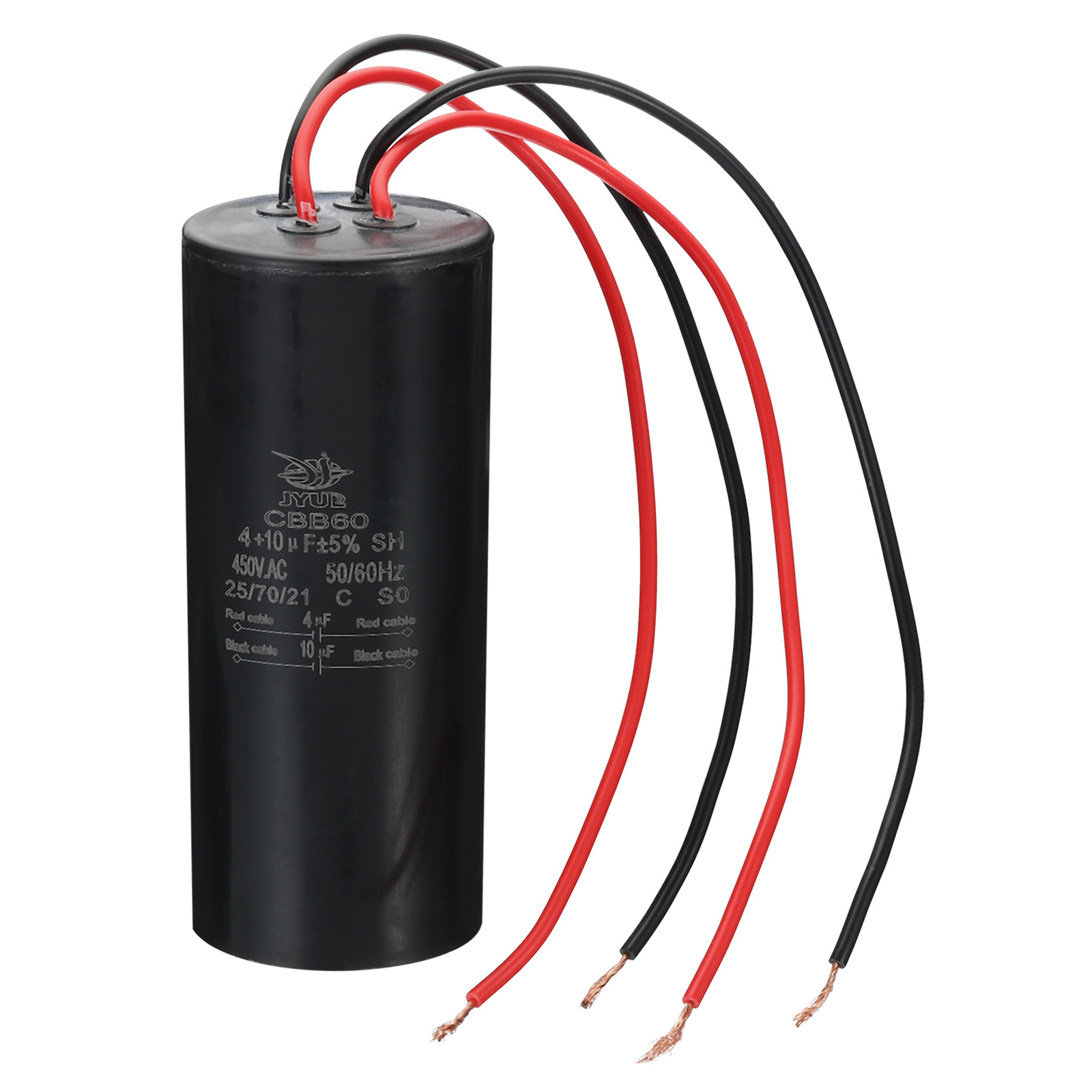 CBB60 10+4uf Running Capacitor, AC450V 4 Wires 100x40mm for Washing ...