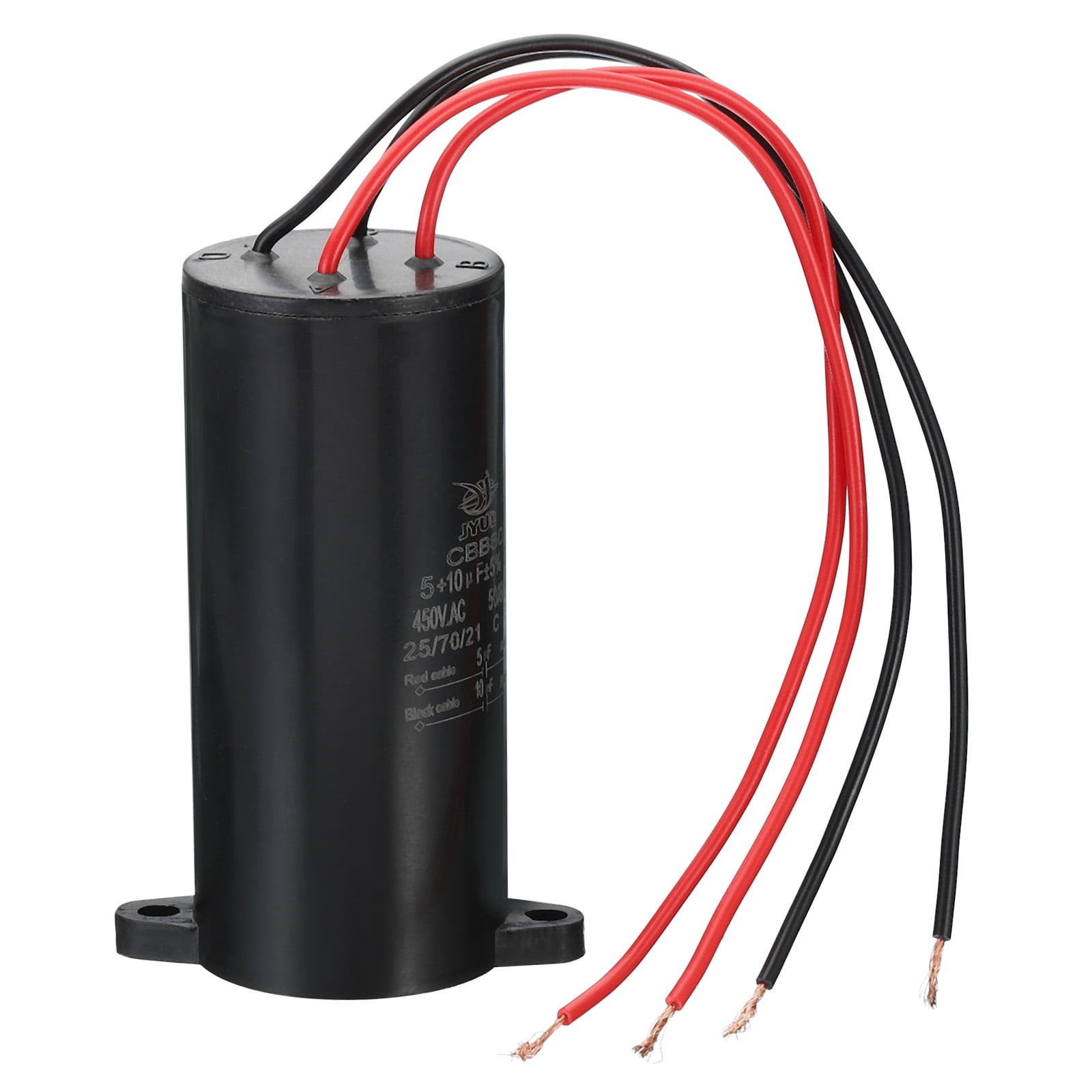 CBB60 10+5uf Running Capacitor, AC450V 4 Wires with Screw Fixed Base ...