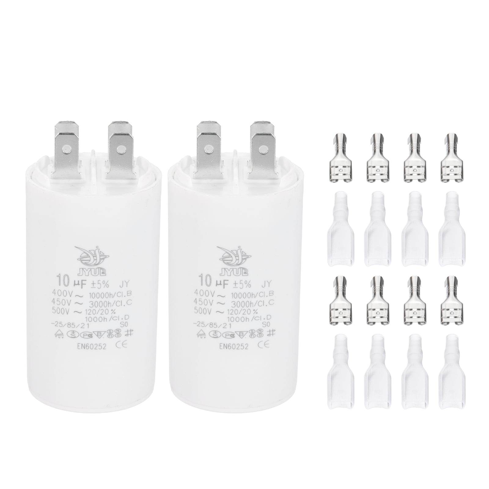 CBB60 10uF Run Capacitor,2 Pcs AC450V 4 Pin Double Insert with Sheath ...