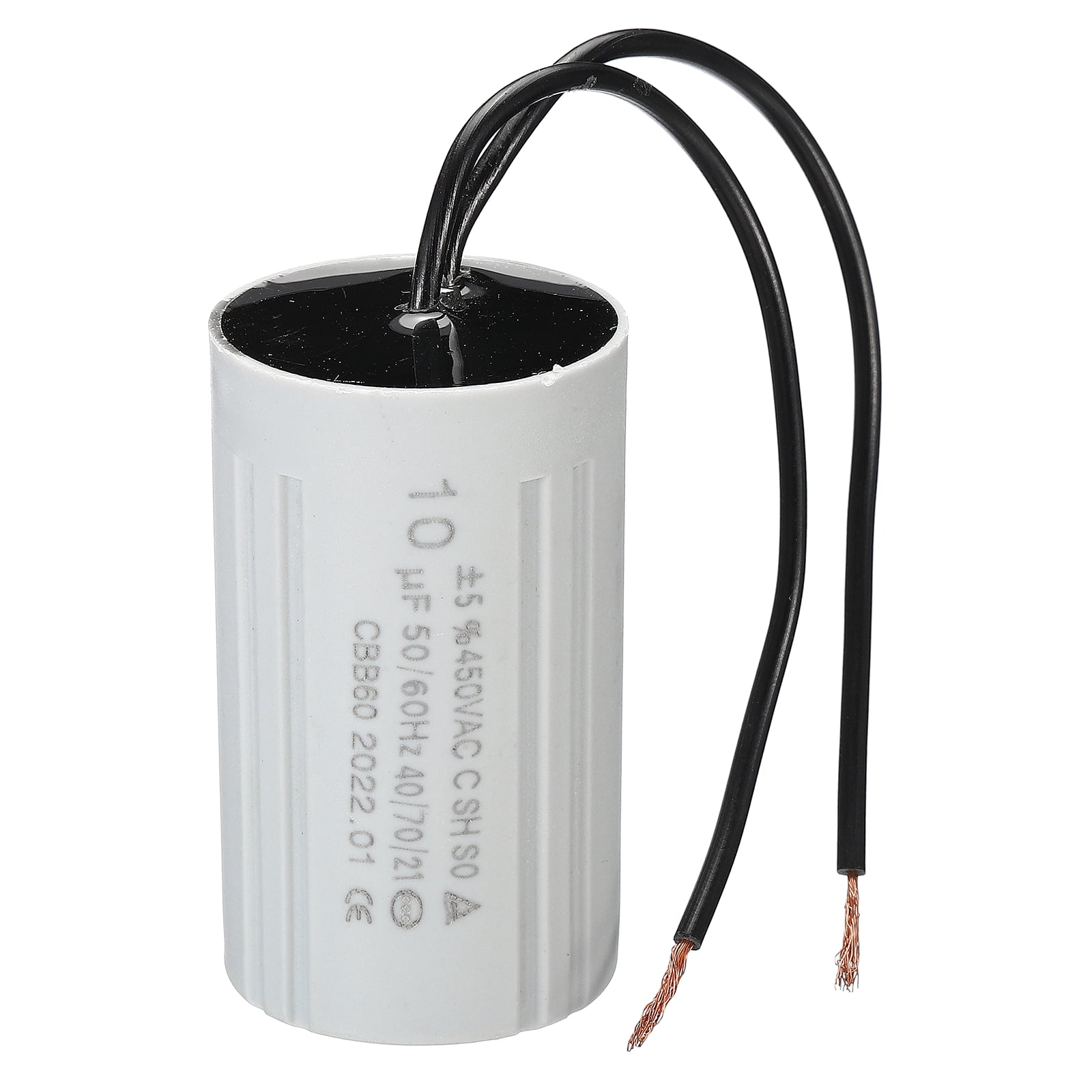 CBB60 10uF Run Capacitor, AC 450V for HVAC, Fan Motors. 2 Wires, Reliable Start & Overload ...