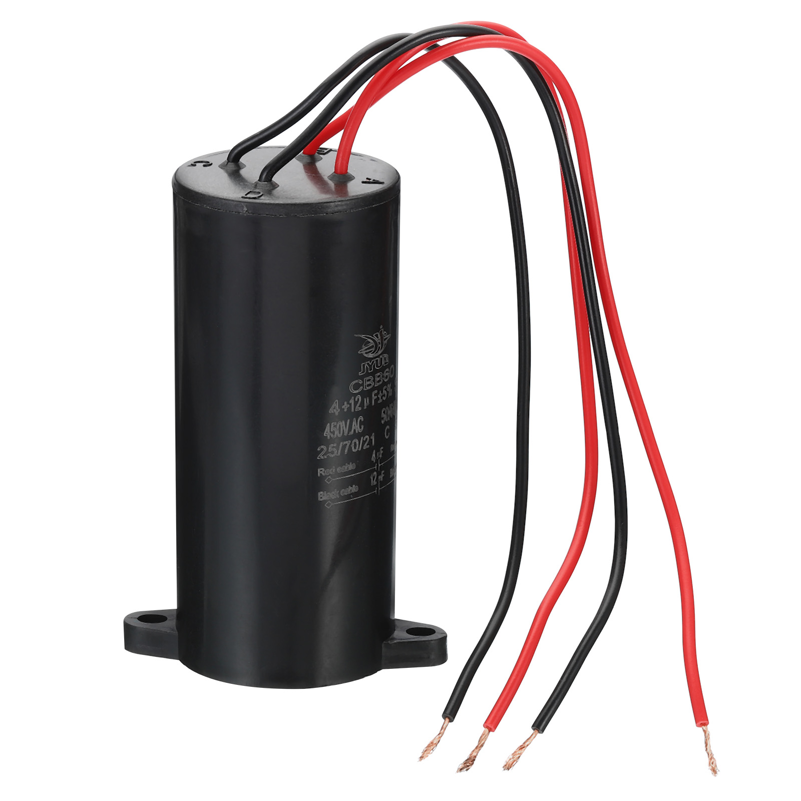 CBB60 12+4uf Running Capacitor, AC450V 4 Wires with Screw Fixed Base ...