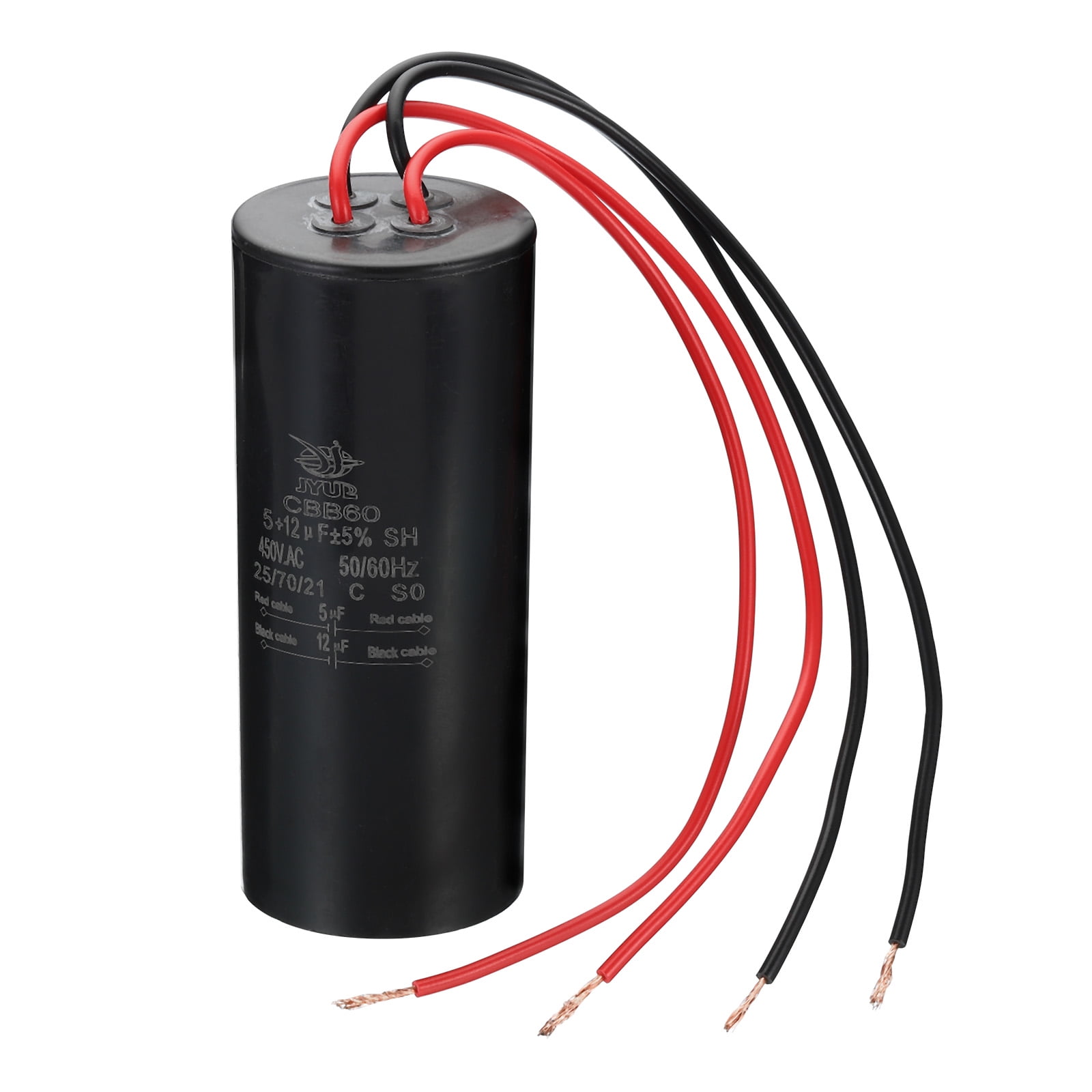 CBB60 12+5uf Running Capacitor, AC450V 4 Wires 100x40mm for Washing ...