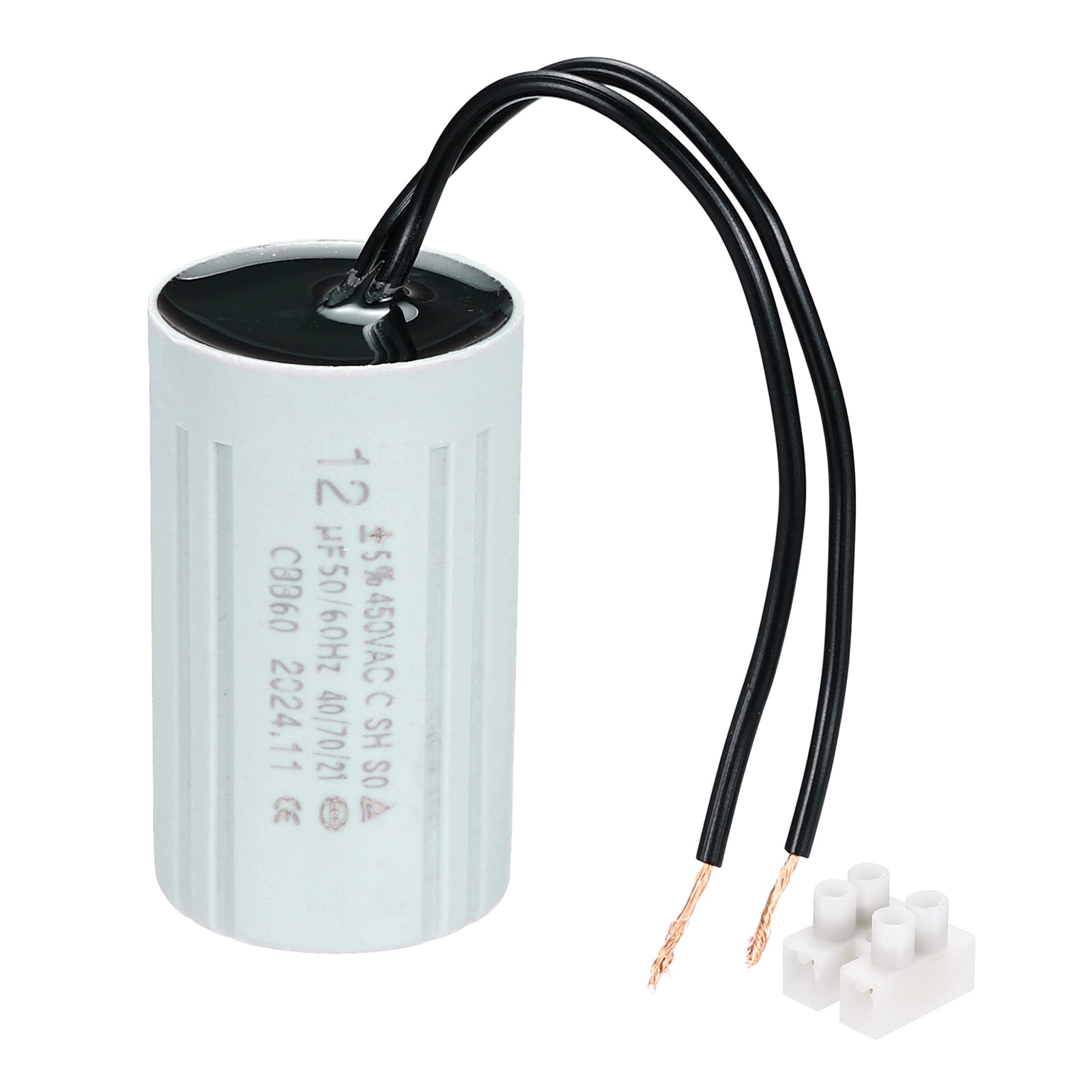 CBB60 12uF Running Capacitors, AC 450V 2 Wires 50/60Hz Cylinder 60x35mm ...
