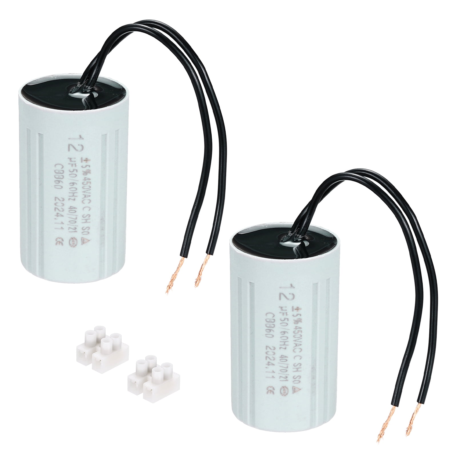 CBB60 12uF Running Capacitors, AC 450V 2 Wires 50/60Hz Cylinder 60x35mm ...