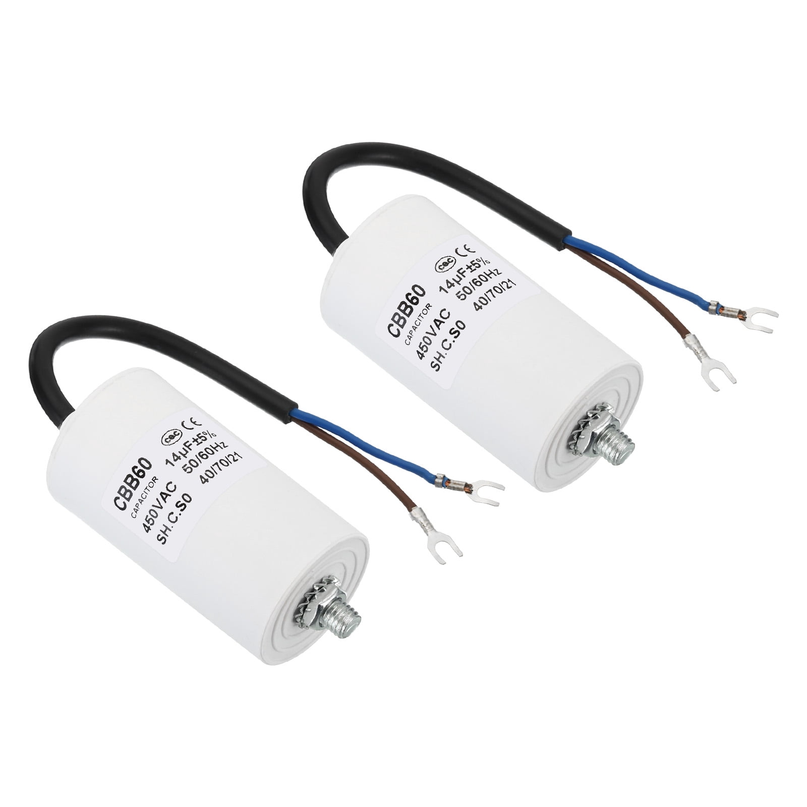 CBB60 14uf Running Capacitor,2Pcs AC 450V U Terminal Wires 50/60Hz with ...