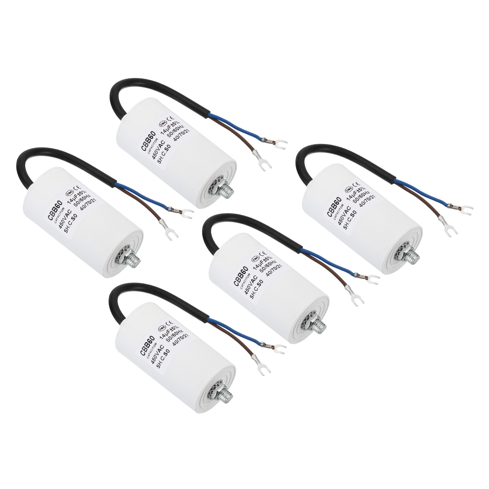 CBB60 14uf Running Capacitor,5Pcs AC 450V U Terminal Wires 50/60Hz with ...