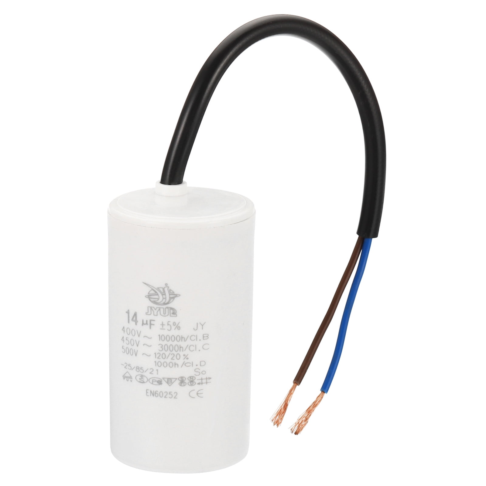 CBB60 14uf Running Capacitor,AC 450V 2 Wires 50/60Hz Cylinder 73x40mm for Water Pumps - Walmart ...