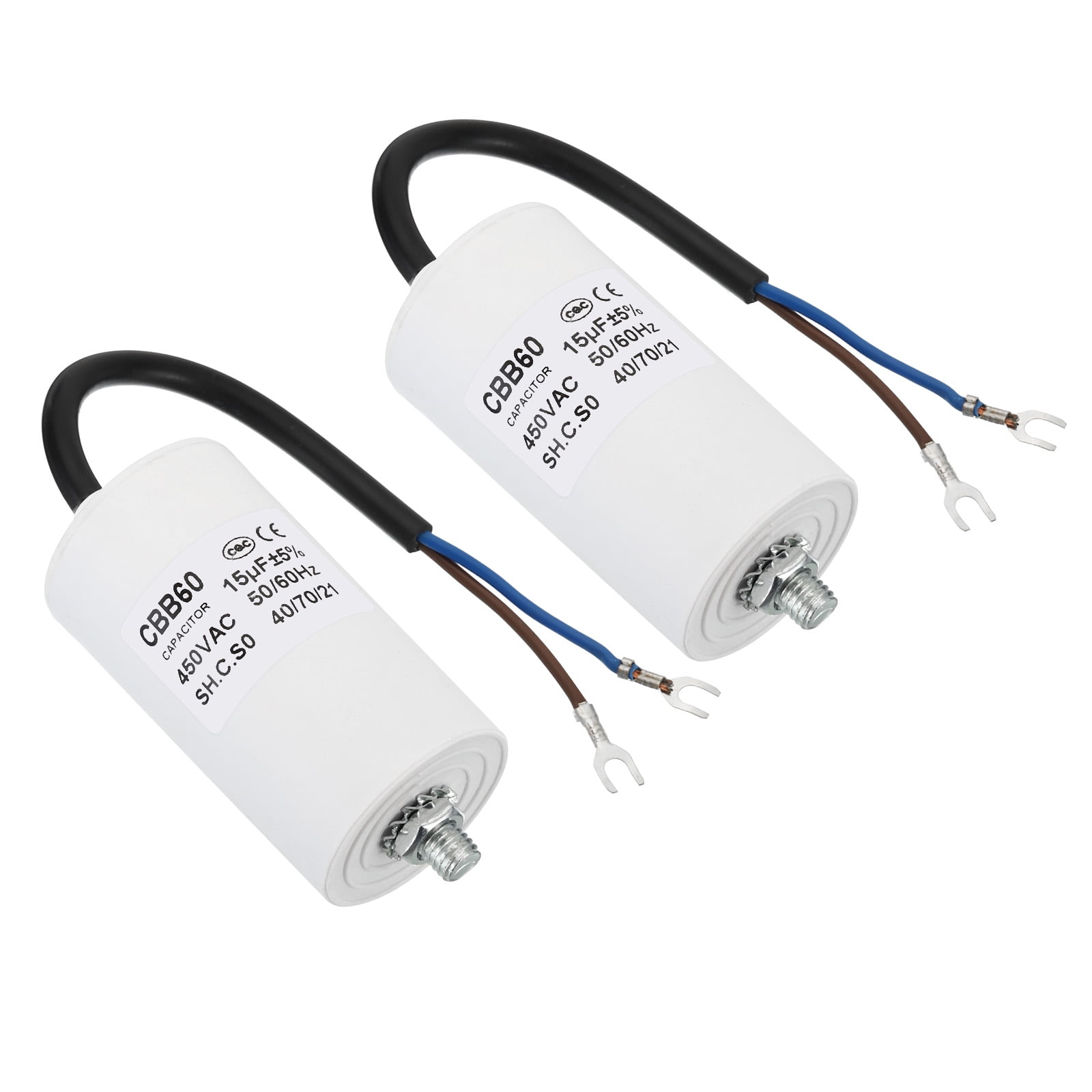 CBB60 15uf Running Capacitor,2Pcs AC 450V U Terminal Wires 50/60Hz with ...