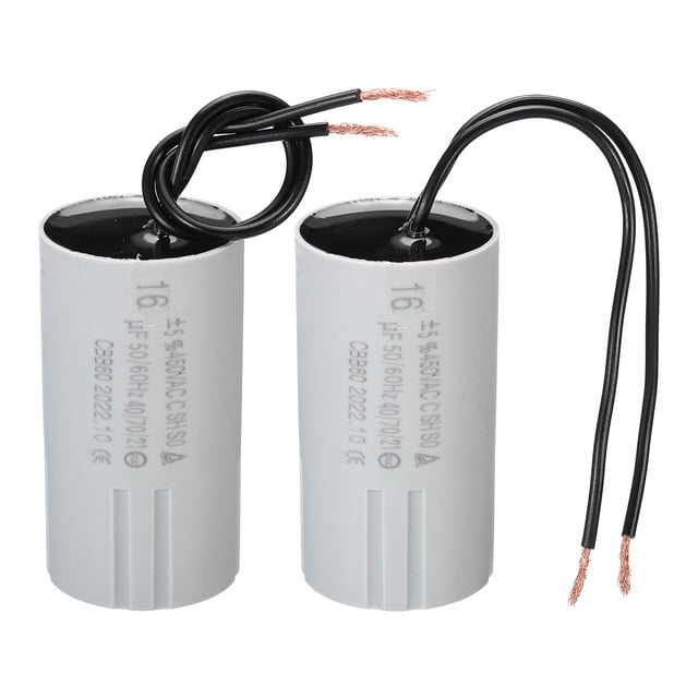 CBB60 16uF Running Capacitor, 2pcs AC 450V 2 Wires 50/60Hz Cylinder ...