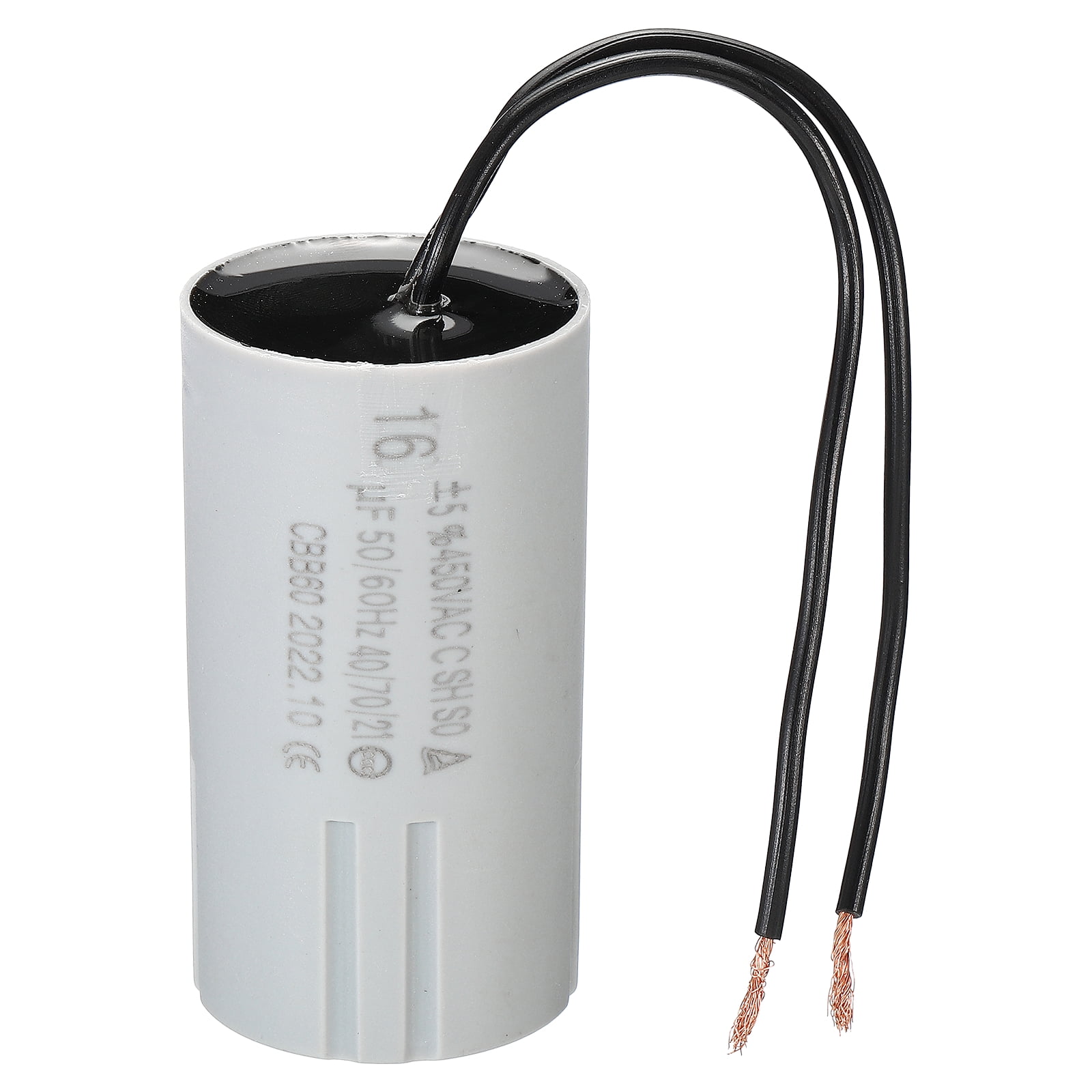 CBB60 16uF Running Capacitor, AC 450V 2 Wires 50/60Hz Cylinder 70x38mm ...