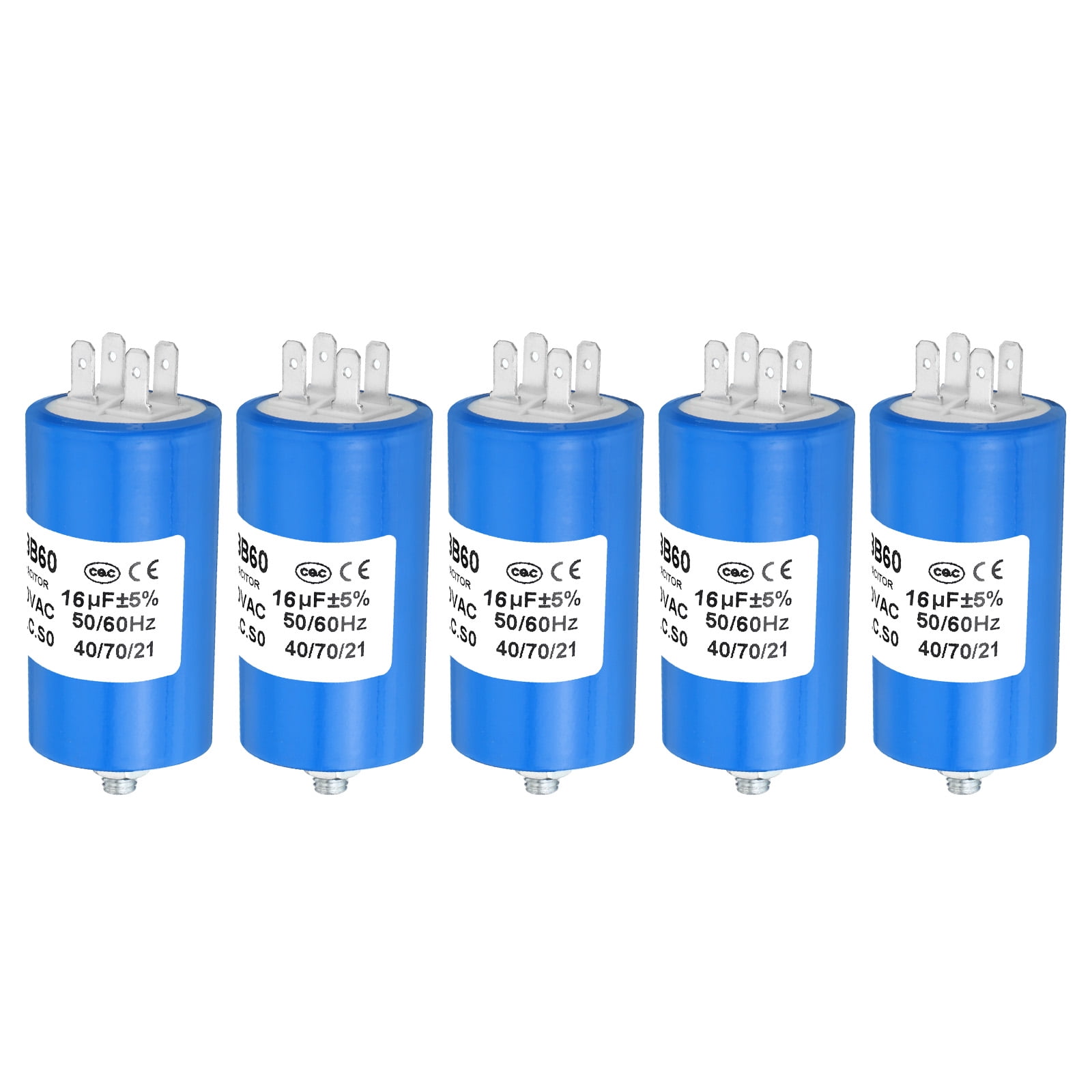 CBB60 16uf Running Capacitor,5Pcs AC 250V 4Pins 50/60Hz Cylinder Bottom ...