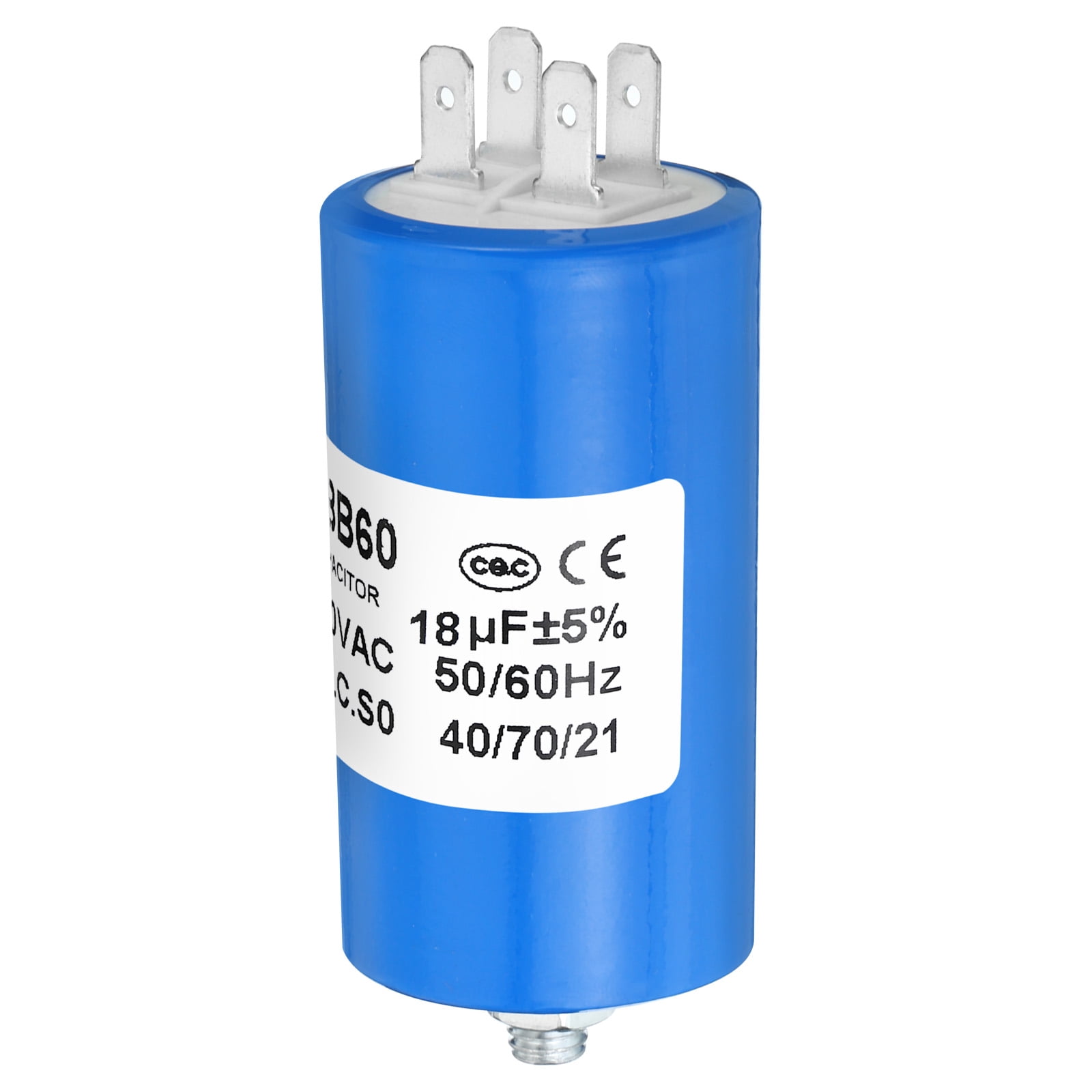 CBB60 18uf Running Capacitor,1Pcs AC 250V 4Pins 50/60Hz Cylinder Bottom ...