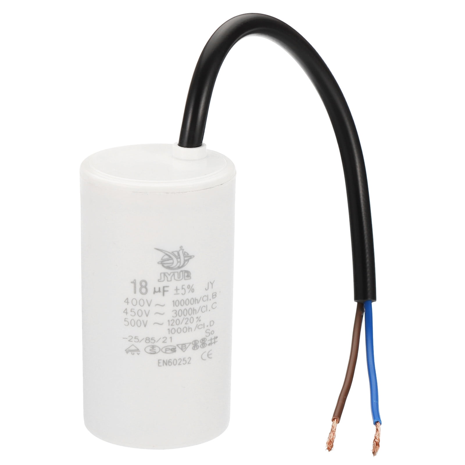 CBB60 18uf Running Capacitor,AC 450V 2 Wires 50/60Hz Cylinder 73x40mm ...