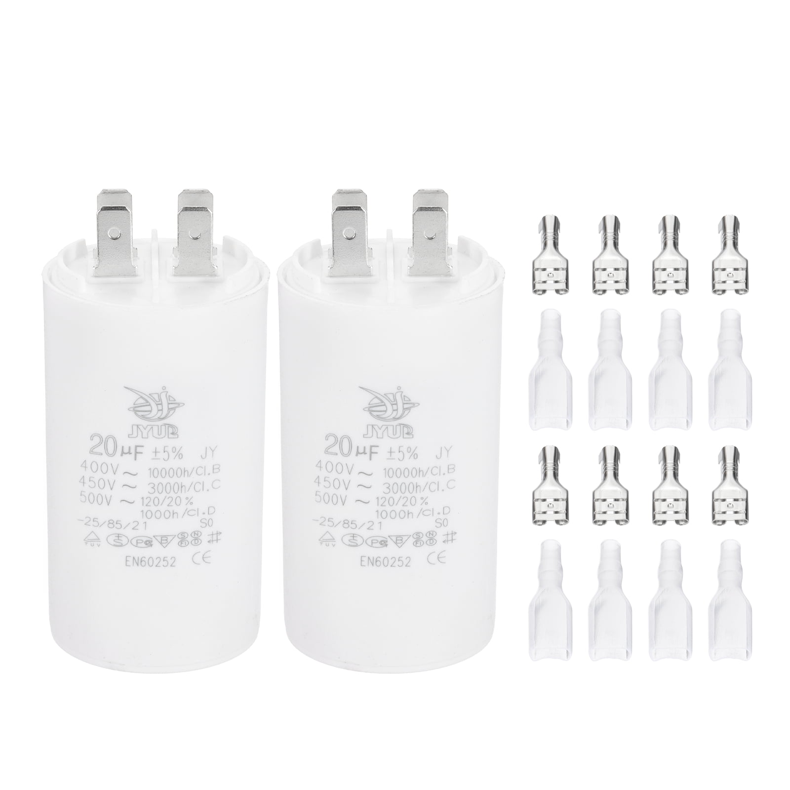 CBB60 20uF Run Capacitor,2 Pcs AC450V 4 Pin Double Insert with Sheath ...
