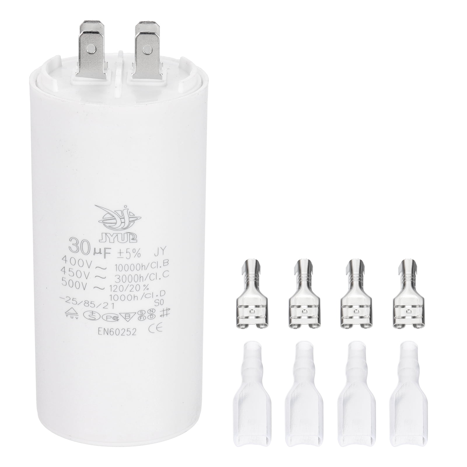 CBB60 30uF Run Capacitor,1 Pcs AC450V 4 Pin Double Insert with Sheath ...