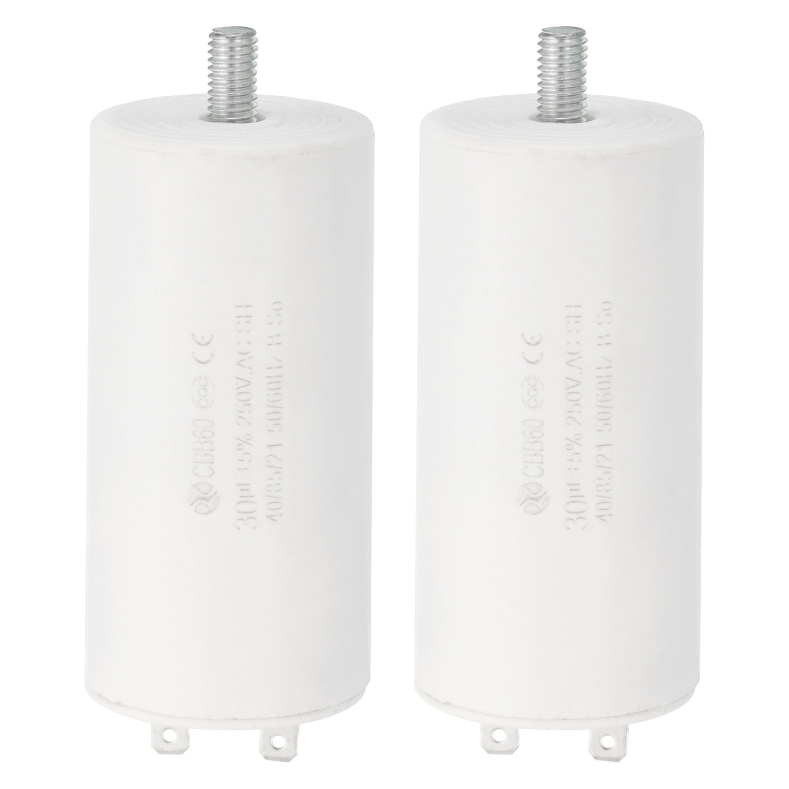 CBB60 30uF Running Capacitor,2pack AC250V 2 Pins M8 Screws 50/60Hz 1.72 ...