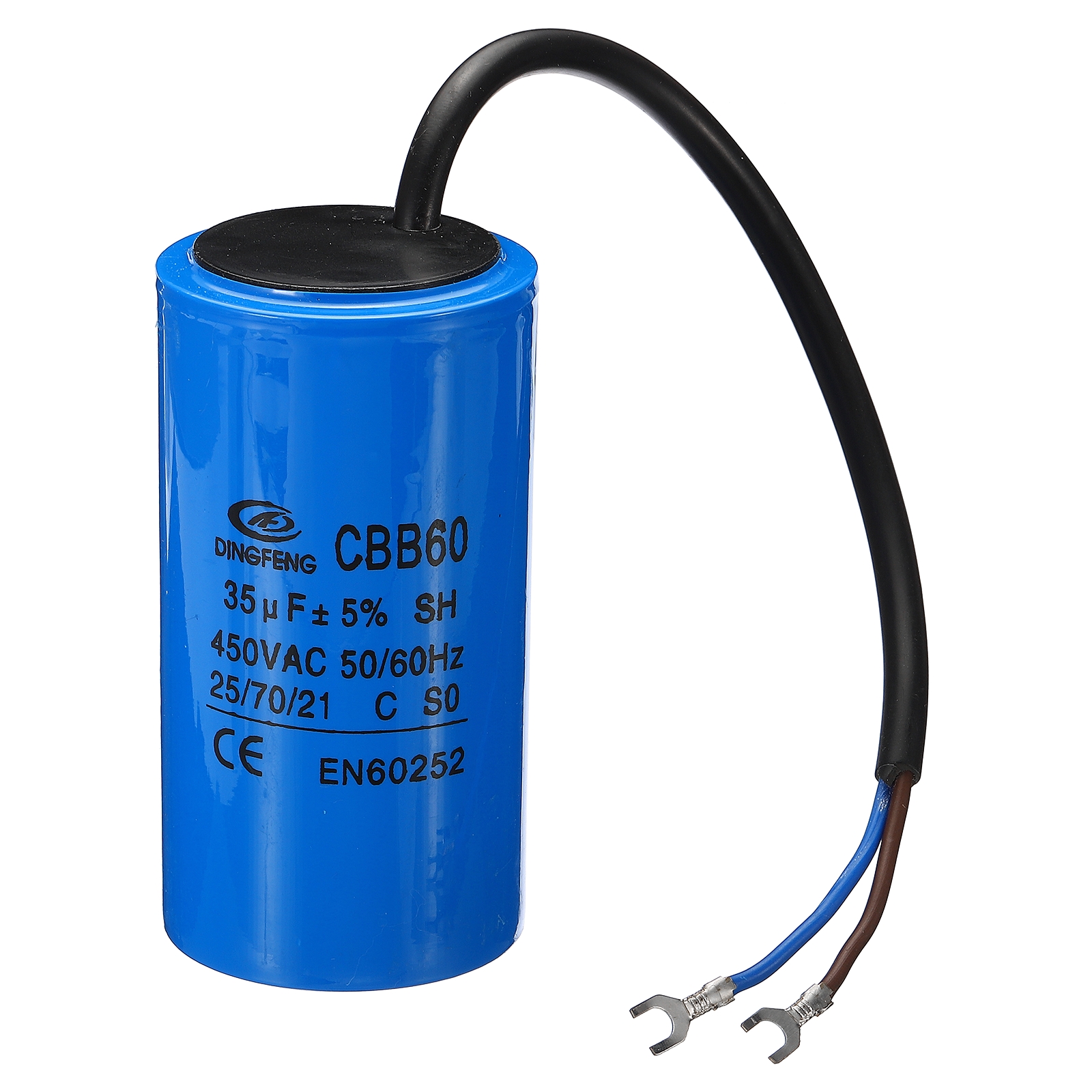 CBB60 35uF Running Capacitor, AC 450V 2 Wires 50/60Hz Cylinder 90x50mm ...
