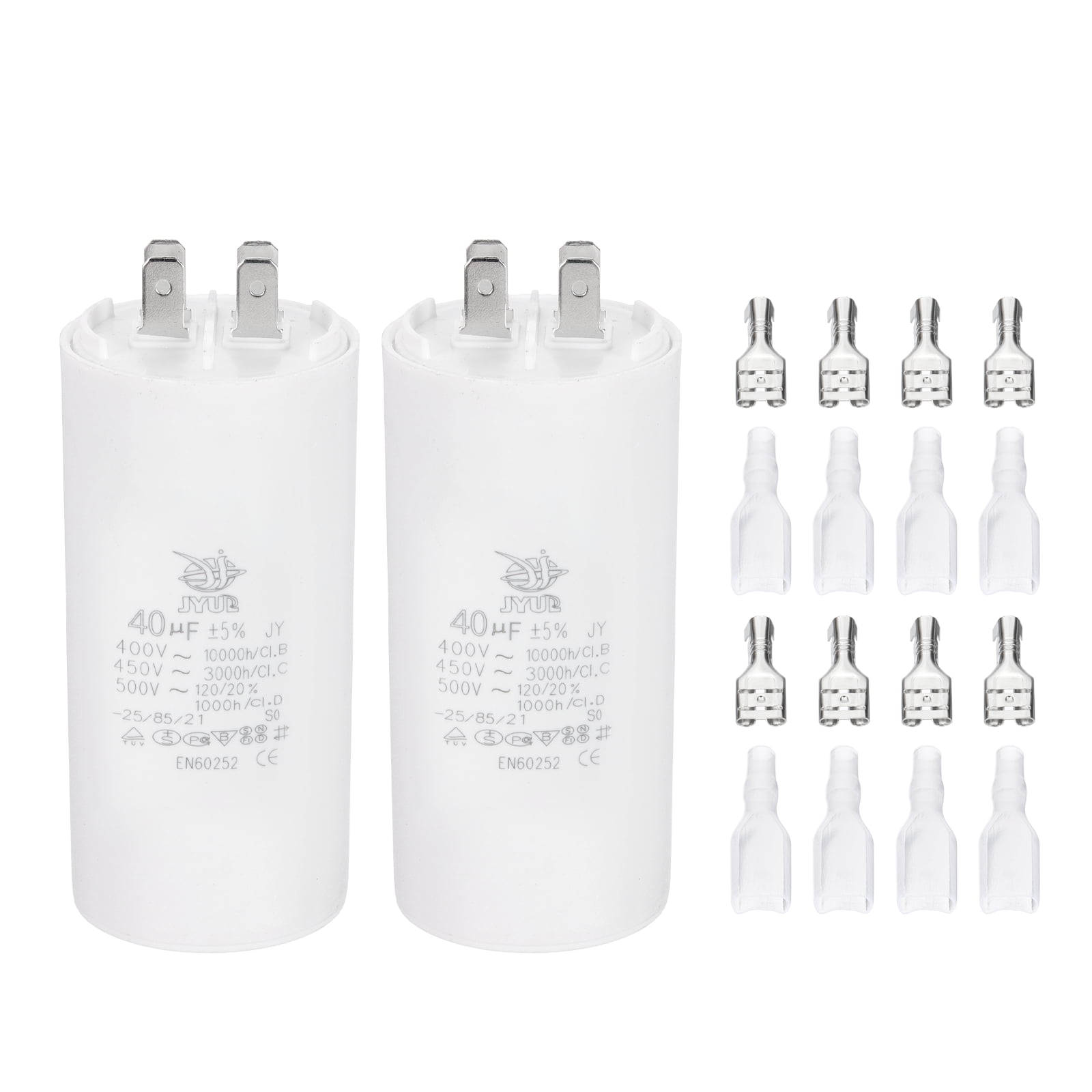 CBB60 40uF Run Capacitor,2 Pcs AC450V 4 Pin Double Insert with Sheath ...