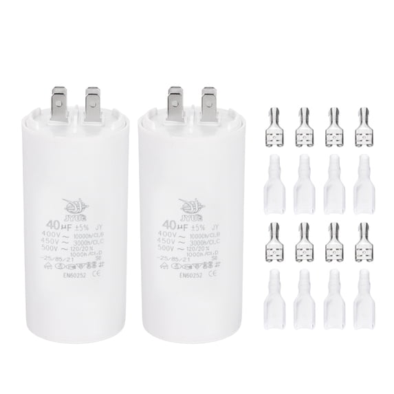 CBB60 40uF Run Capacitor,2 Pcs AC450V 4 Pin Double Insert with Sheath ...