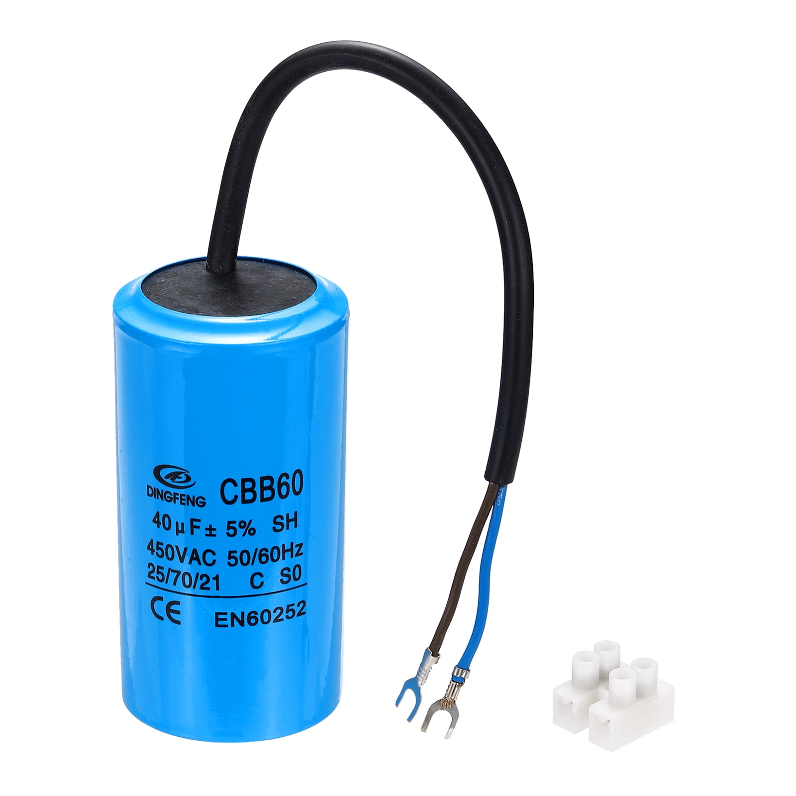 CBB60 40uF Running Capacitors, AC 450V 2 Wires 50/60Hz Cylinder 93x50mm ...