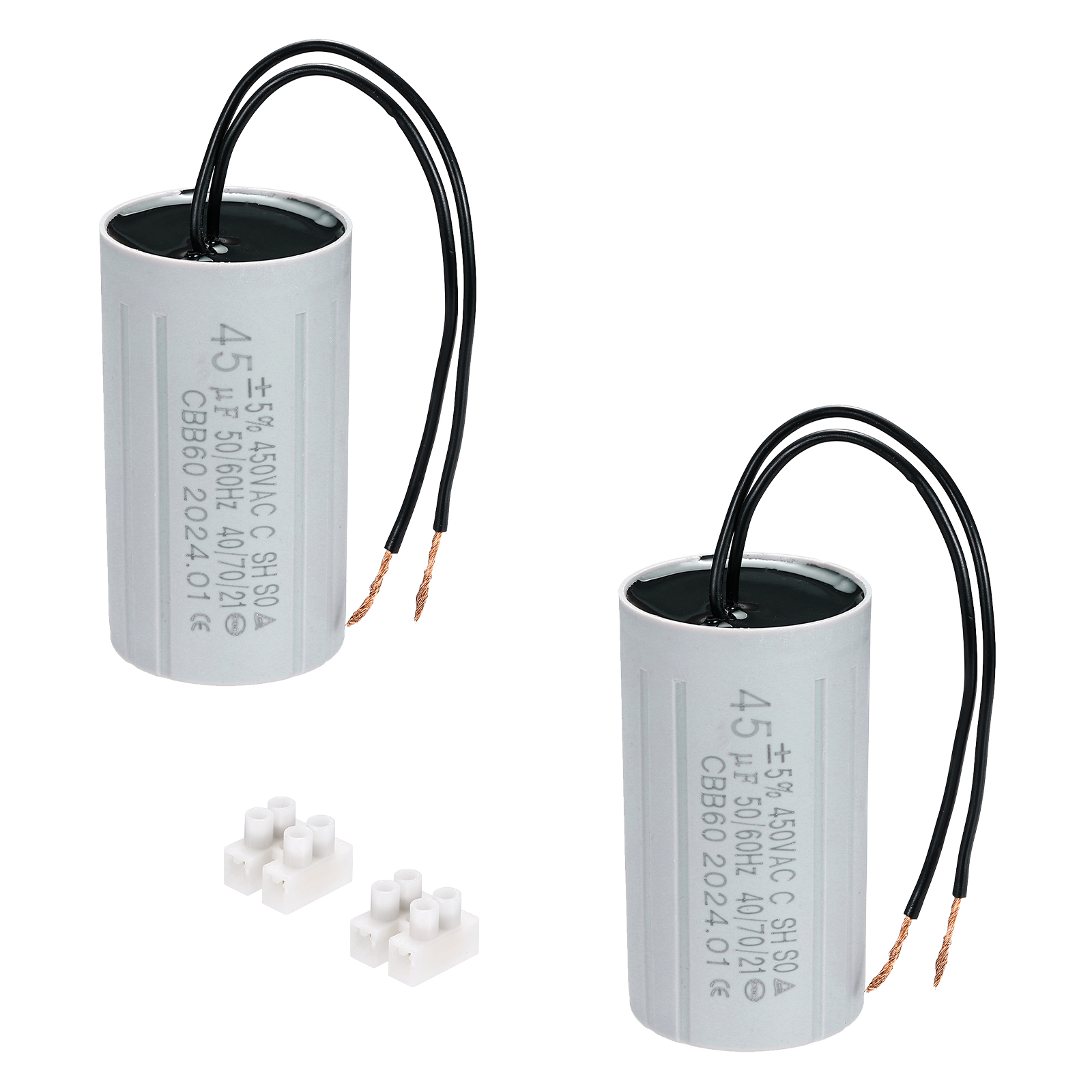 CBB60 45uF Running Capacitors, AC 450V 2 Wires 50/60Hz Cylinder 90x50mm ...