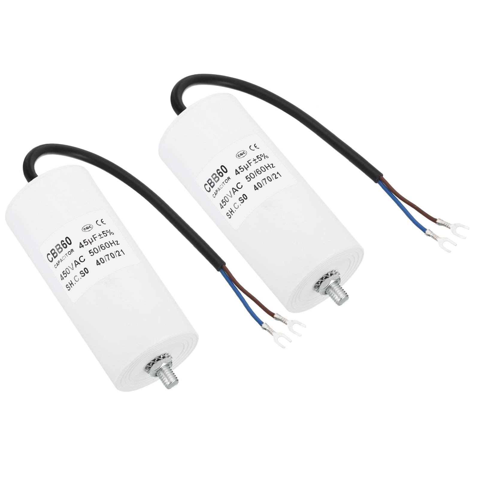 CBB60 45uf Running Capacitor,2Pcs AC 450V U Terminal Wires 50/60Hz with ...