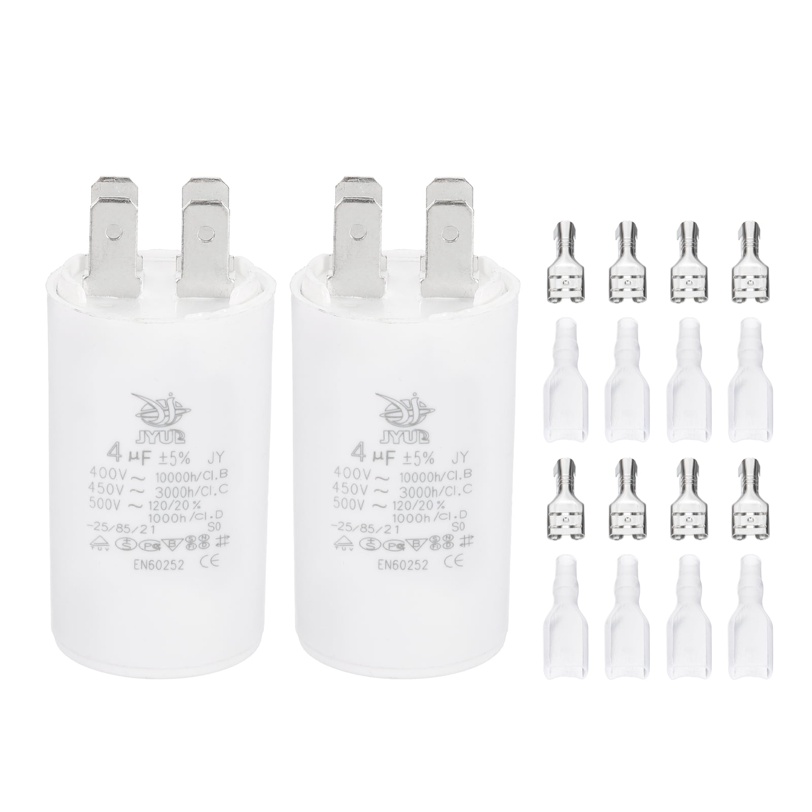 CBB60 4uF Run Capacitor,2 Pcs AC450V 4 Pin Double Insert with Sheath ...