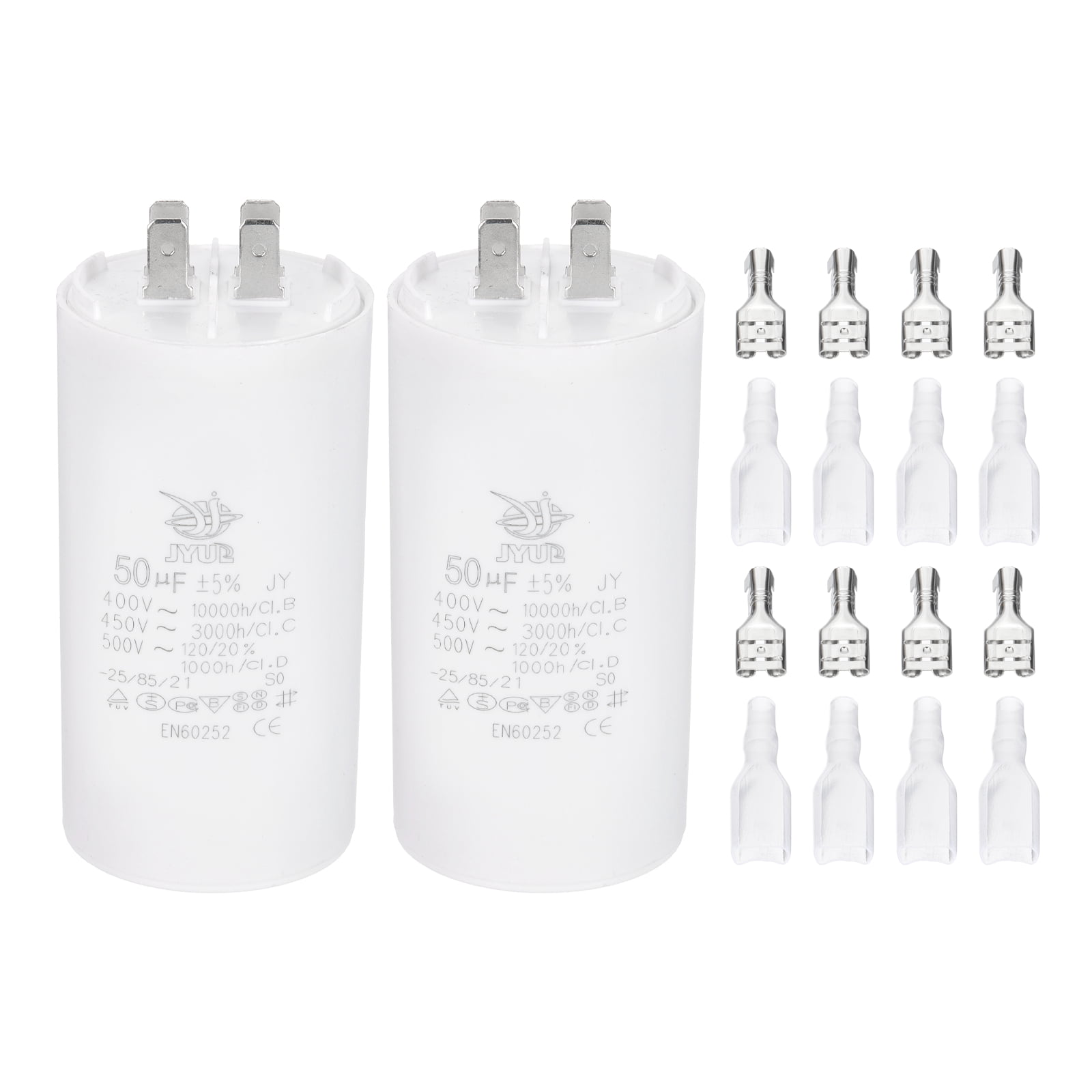 CBB60 50uF Run Capacitor,2 Pcs AC450V 4 Pin Double Insert with Sheath ...