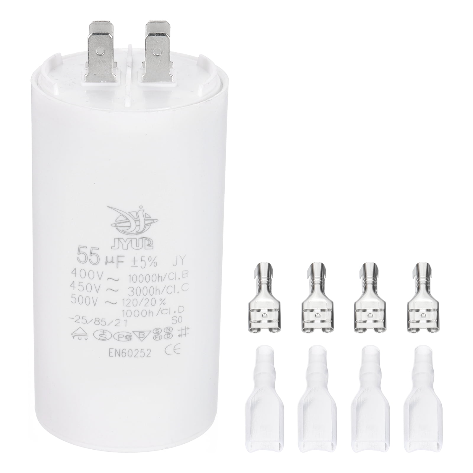 CBB60 55uF Run Capacitor,1 Pcs AC450V 4 Pin Double Insert with Sheath ...