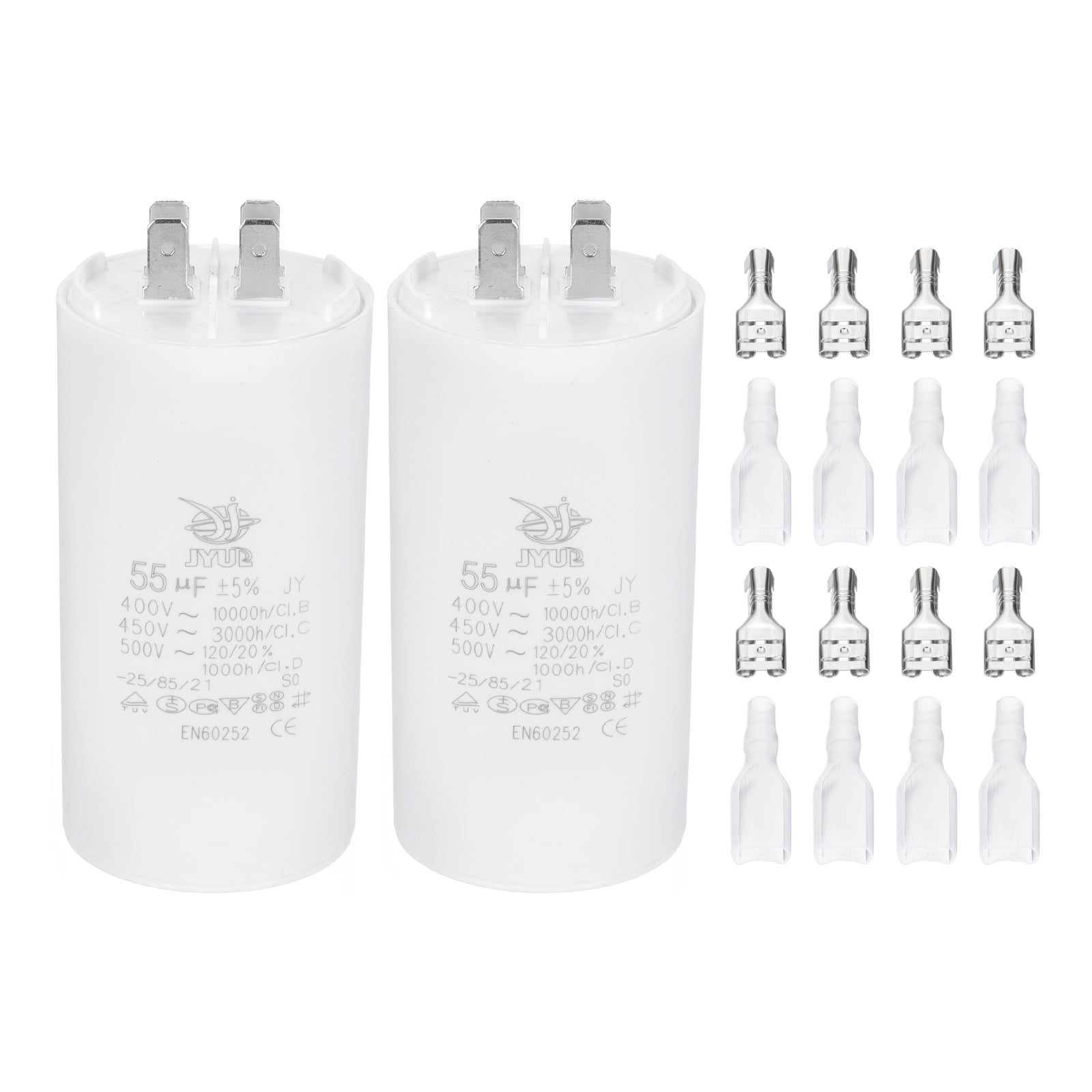 CBB60 55uF Run Capacitor,2 Pcs AC450V 4 Pin Double Insert with Sheath ...