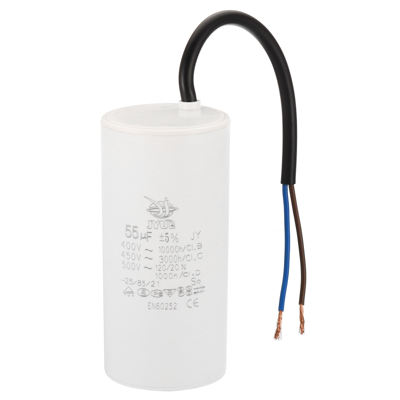 CBB60 55uf Running Capacitor,AC 450V 2 Wires 50/60Hz Cylinder 105x49mm ...