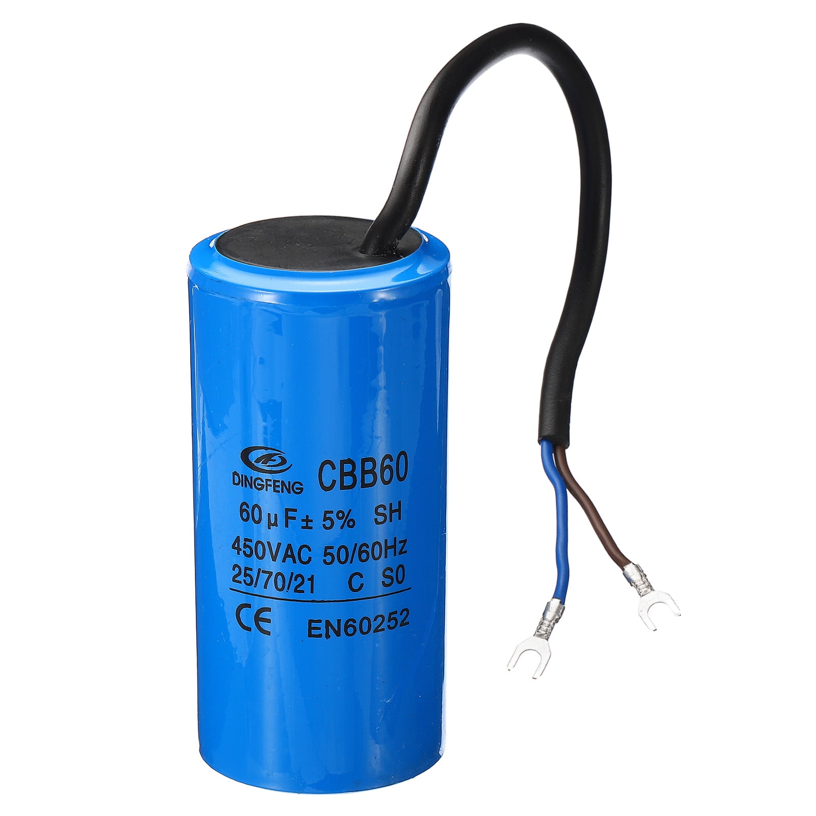 CBB60 60uF Running Capacitor, AC 450V 2 Wires 50/60Hz Cylinder 100x50mm ...