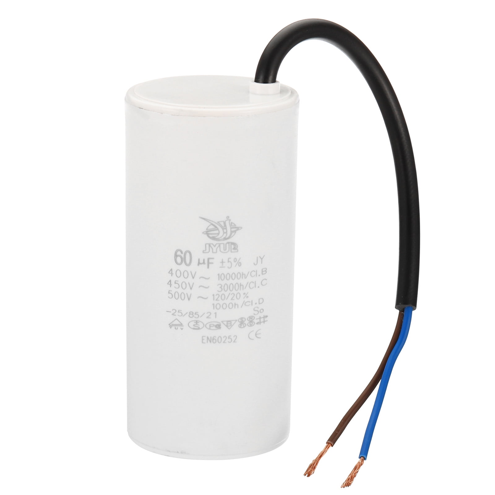 CBB60 60uf Running Capacitor,AC 450V 2 Wires 50/60Hz Cylinder 105x49mm ...