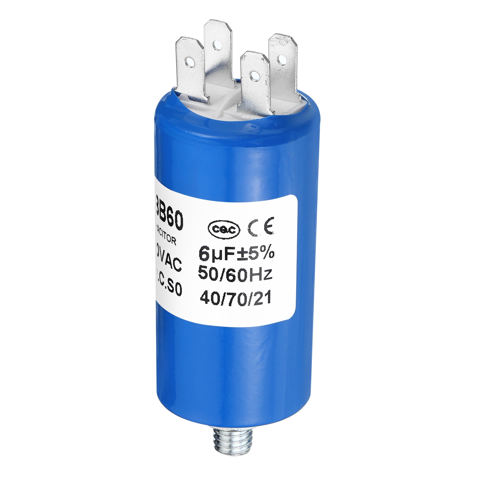 CBB60 6uf Running Capacitor,1Pcs AC 250V 4Pins 50/60Hz Cylinder Bottom ...