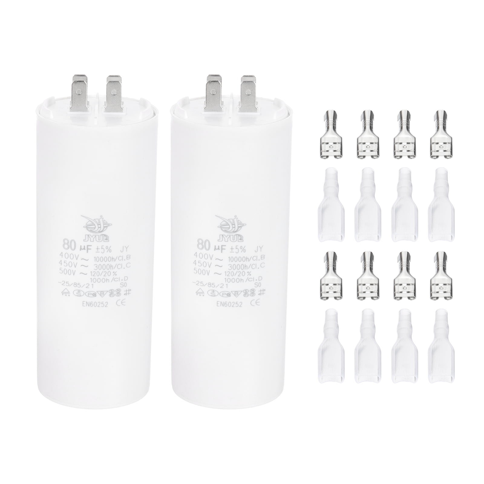 CBB60 80uF Run Capacitor,2 Pcs AC450V 4 Pin Double Insert with Sheath ...