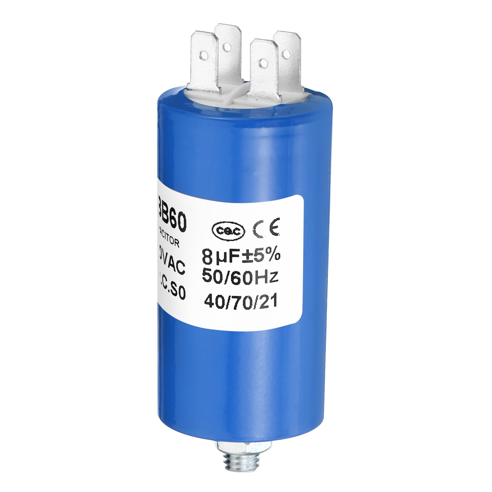 CBB60 8uf Running Capacitor,1Pcs AC 250V 4Pins 50/60Hz Cylinder Bottom ...