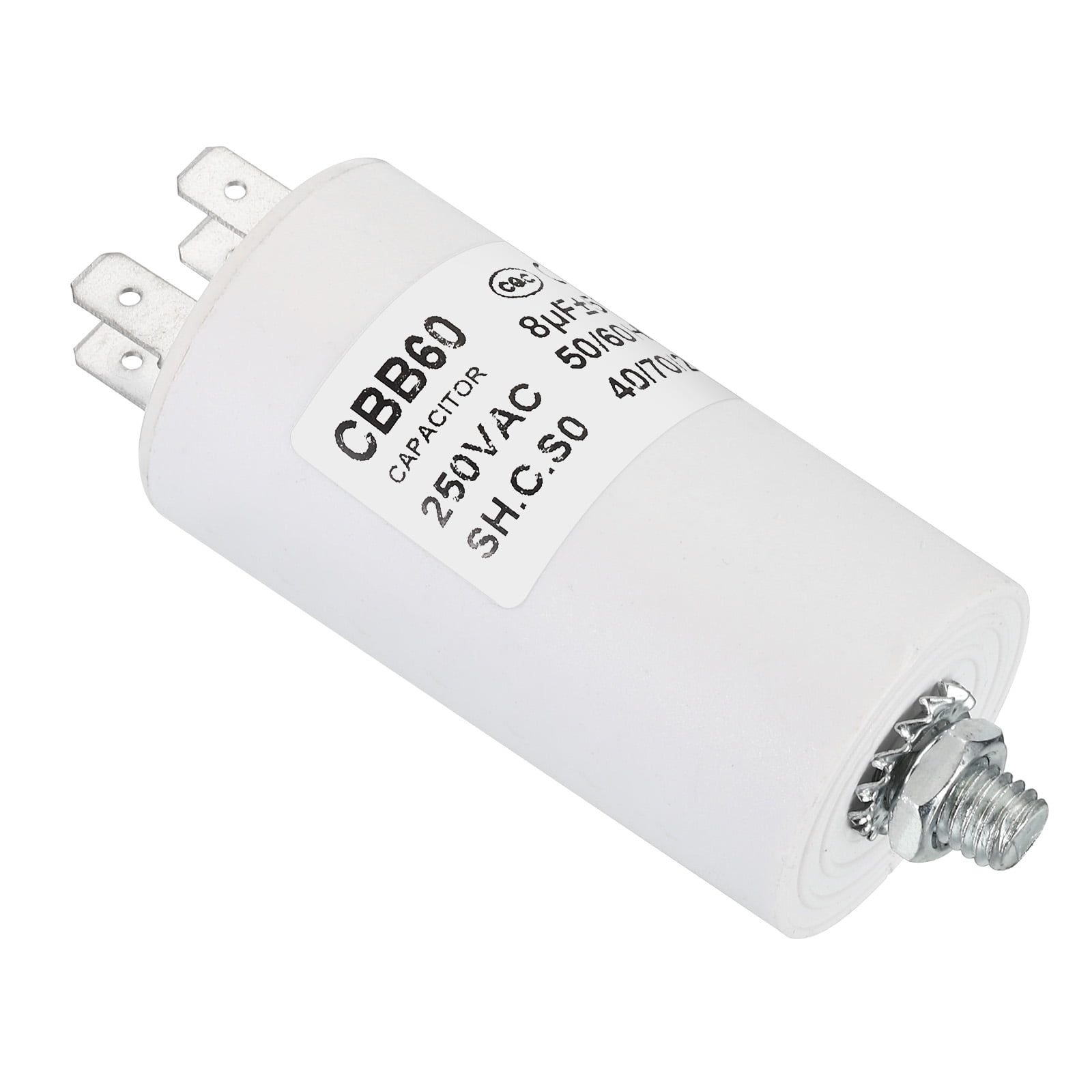 CBB60 8uf Running Capacitor,AC 250V 4 Pins 50/60Hz with M8 Screw for Washing Machine - Walmart.com