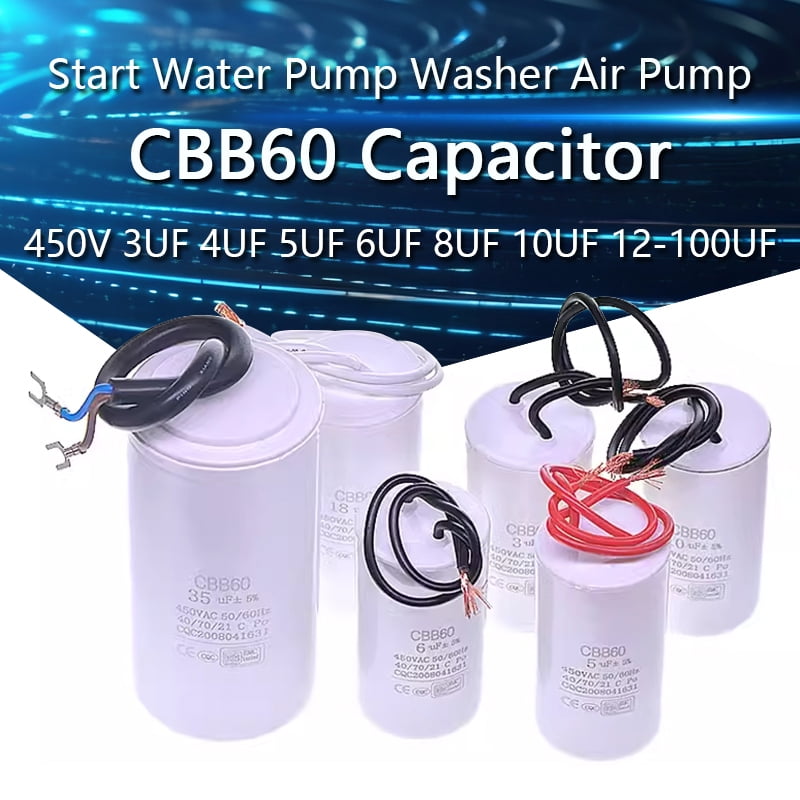 CBB60 Motor Run Capacitor 450V 3UF 4UF 5UF 6UF 8UF 10UF 12UF 14UF 16UF ...