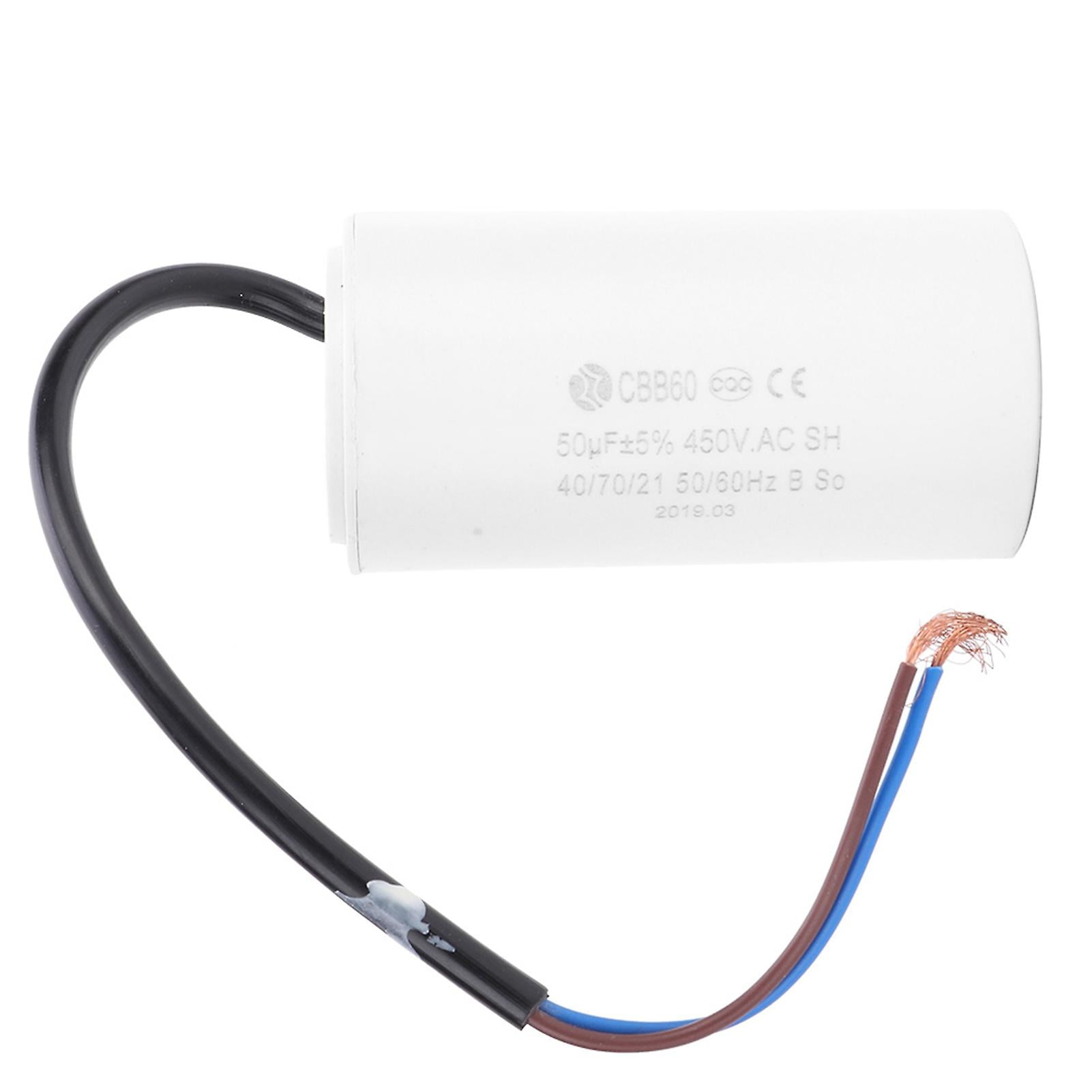 CBB60 Motor Starting Capacitor 450V 50uF Microfarad Capacitor Wire Lead ...