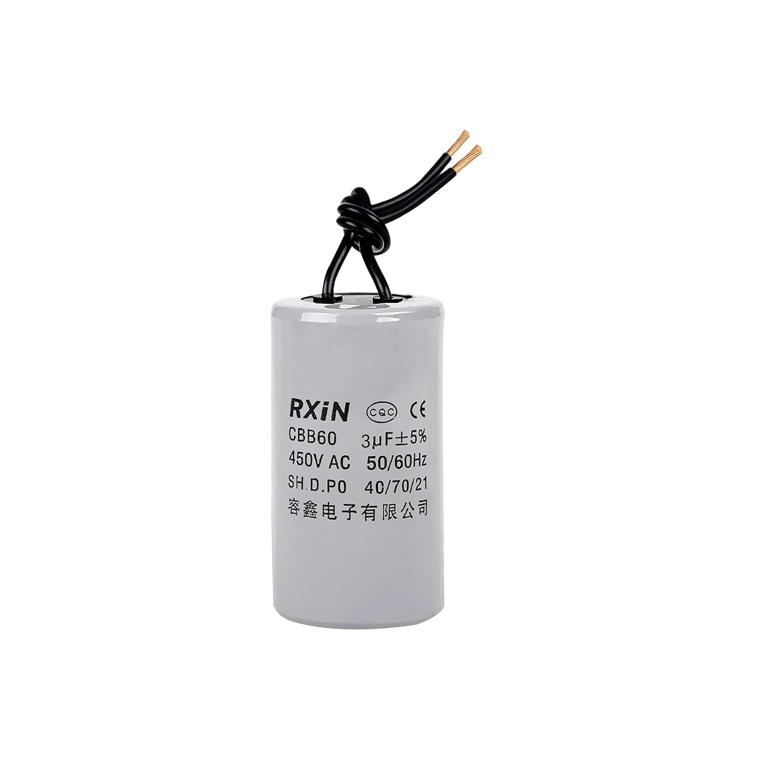 CBB60 Run Capacitor 10uF 450V AC 2 Wires 50/60Hz Cylinder 34mmx60mm ...