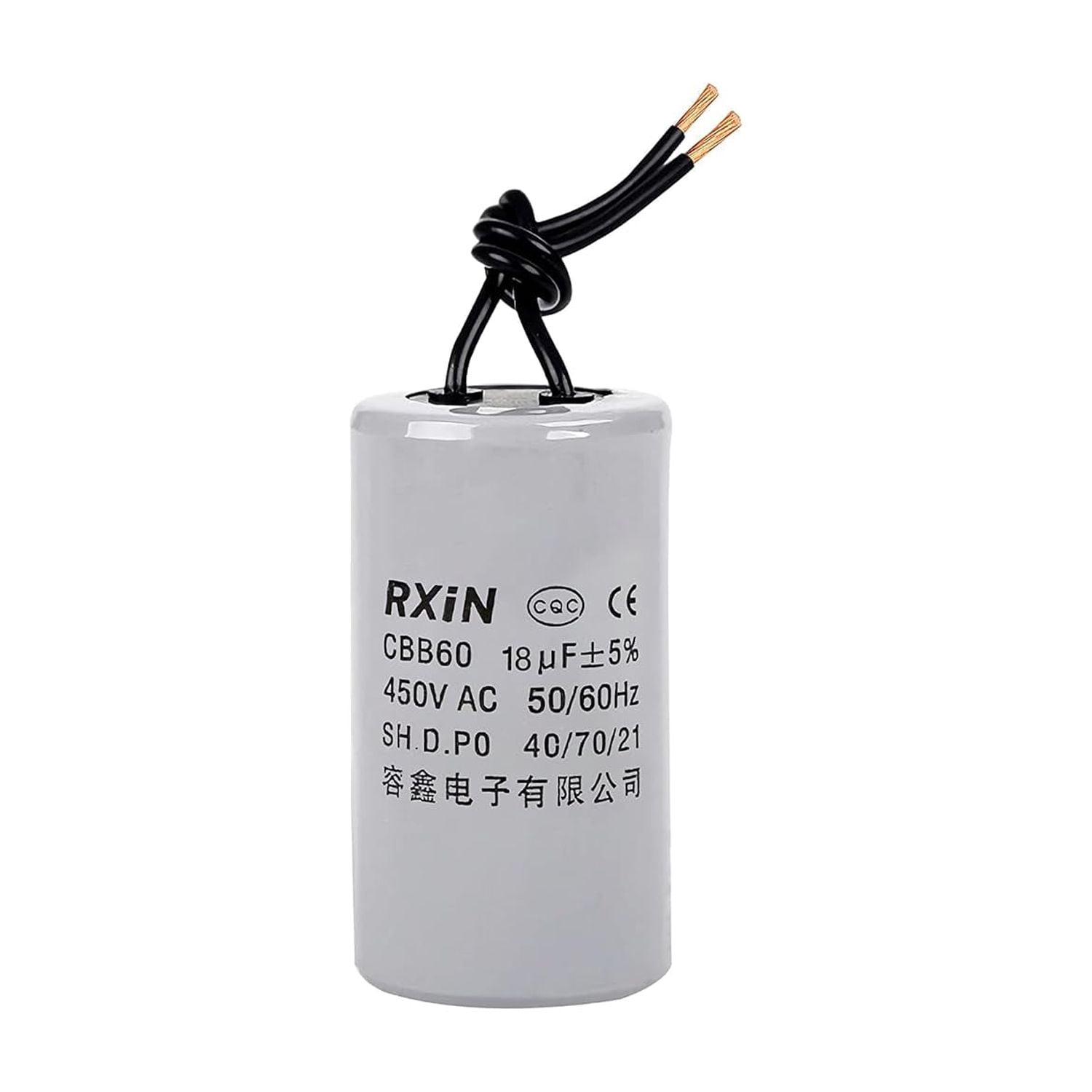 CBB60 Run Capacitor 10uF 450V AC 2 Wires 50/60Hz Cylinder 34mmx60mm ...
