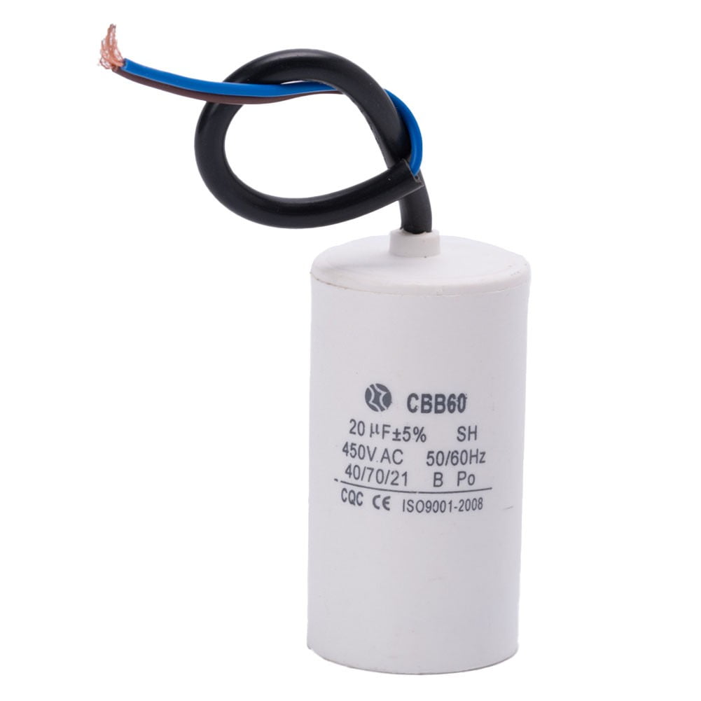 CBB60 Run Capacitor 450V AC 20uf with Wire Lead Run Round Capacitor for ...