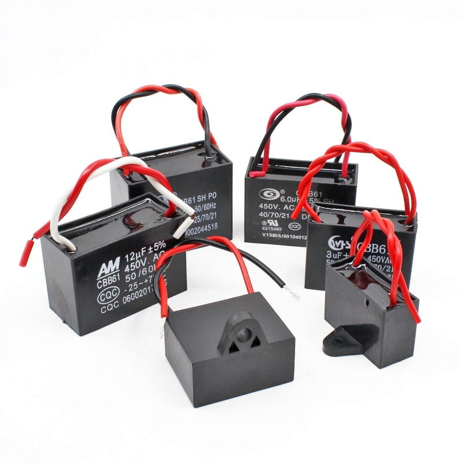 CBB61- 6 UF- 250VAC AC MOTOR RUN CAPACITOR FROM LUG WIRING CABLE (one ...