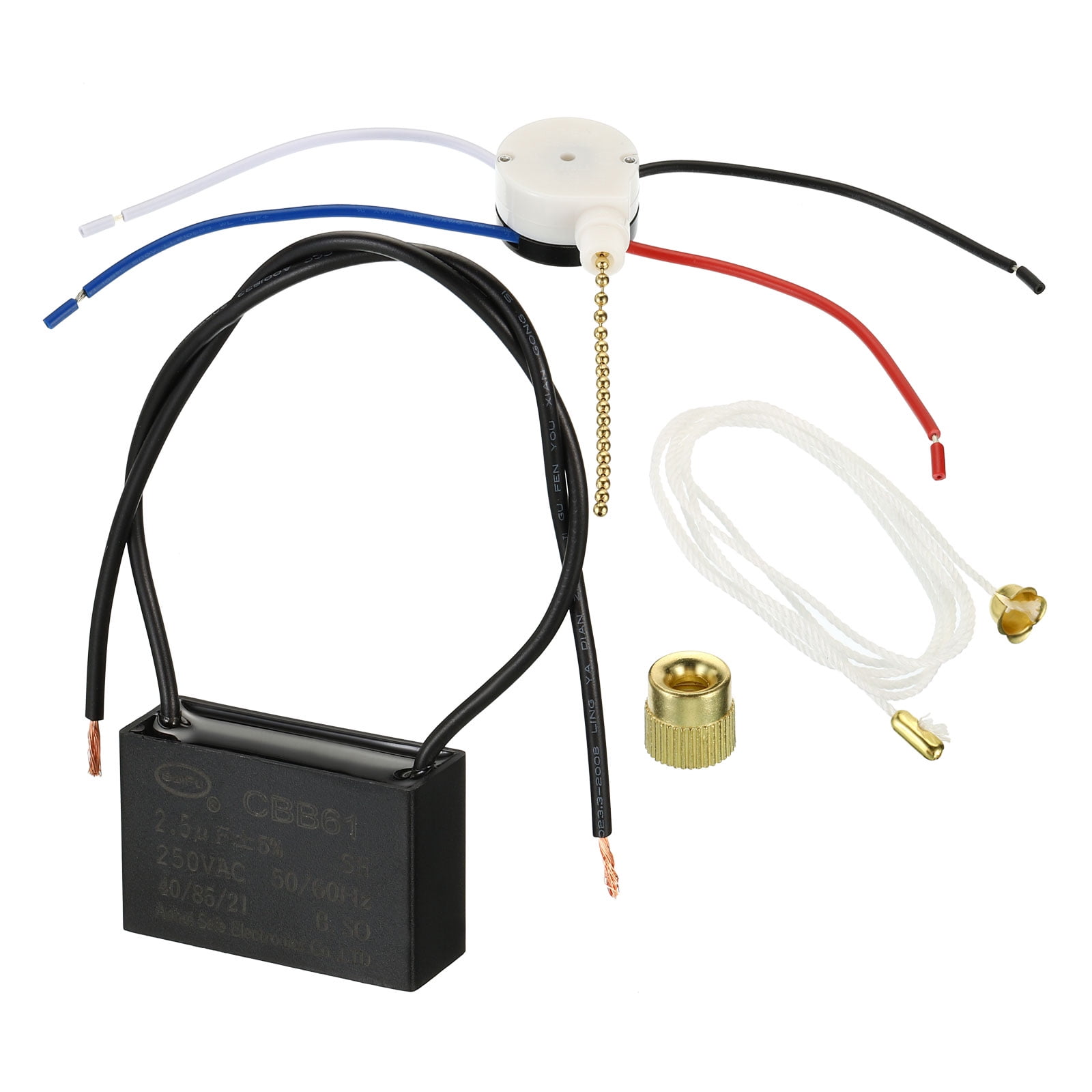 CBB61 Ceiling Fan Capacitor, 1 Set 2.5uF 250VAC 2 wires with 3 Speed ...