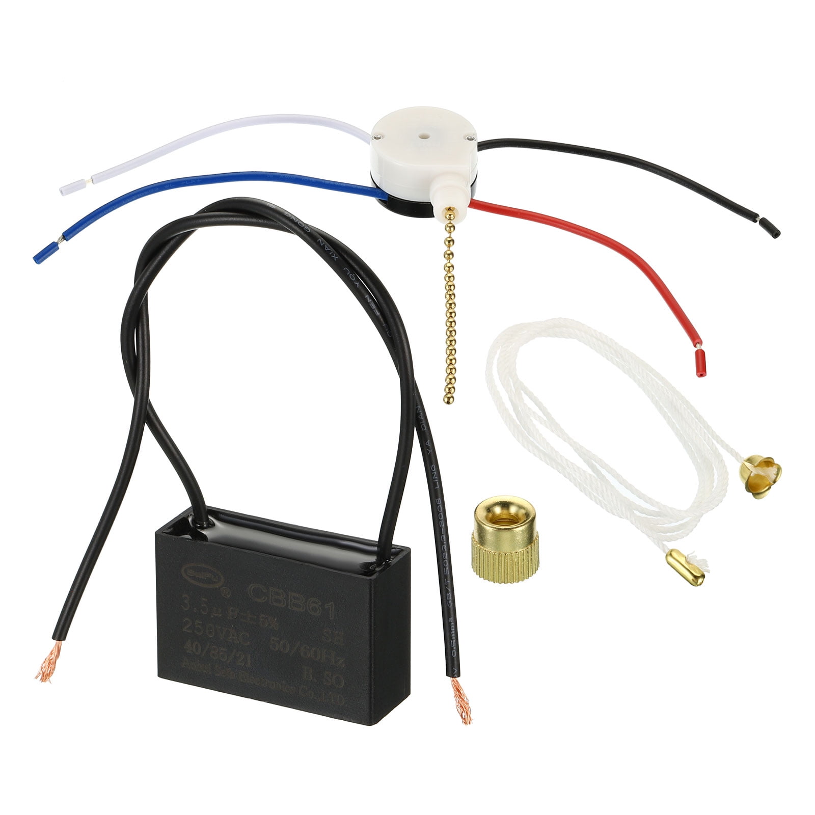 CBB61 Ceiling Fan Capacitor, 1 Set 3.5uF 250VAC 2 wires with 3 Speed ...