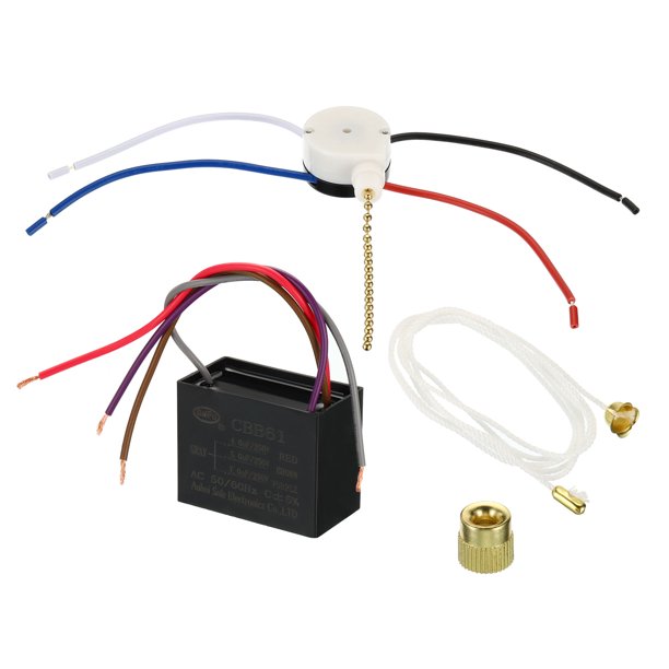 CBB61 Ceiling Fan Capacitor, 1 Set 4+5+7uF 250VAC 4 wires with 3 Speed ...