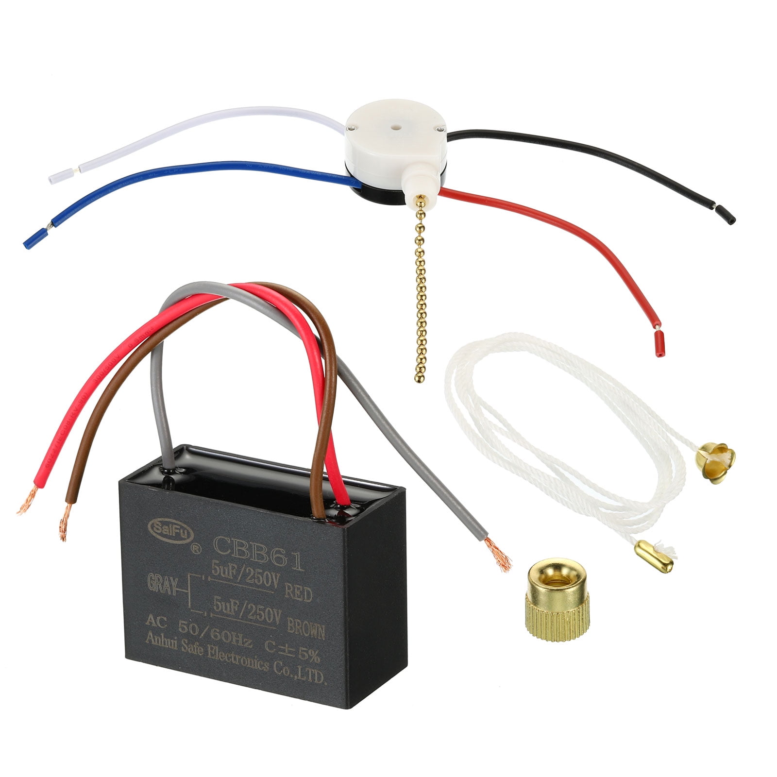 CBB61 Ceiling Fan Capacitor, 1 Set 5+5uF 250VAC 3 wires with 3 Speed ...