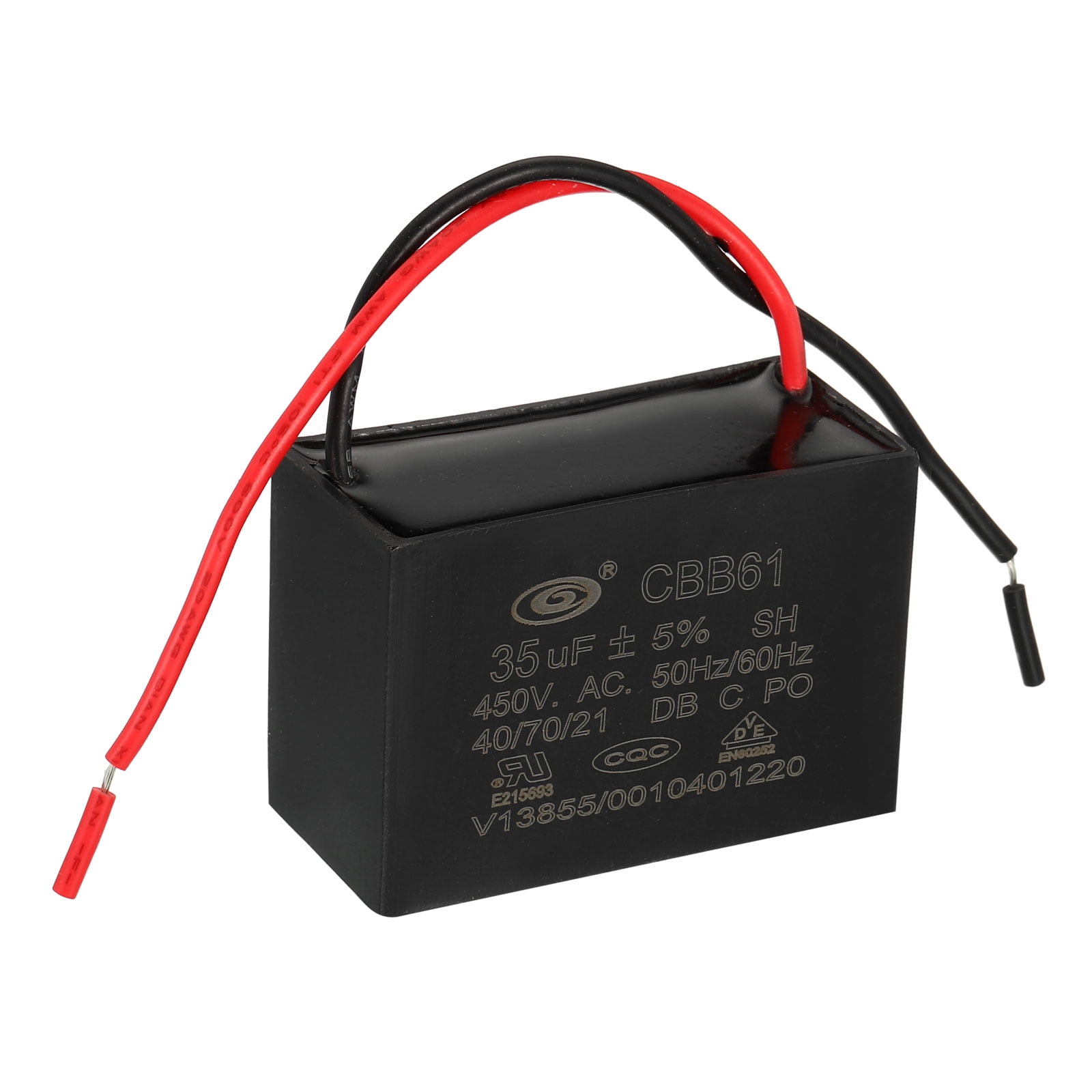 CBB61 Ceiling Fan Capacitor, 1Pcs 35uF 450V AC 50/60HZ with 2 Wires ...
