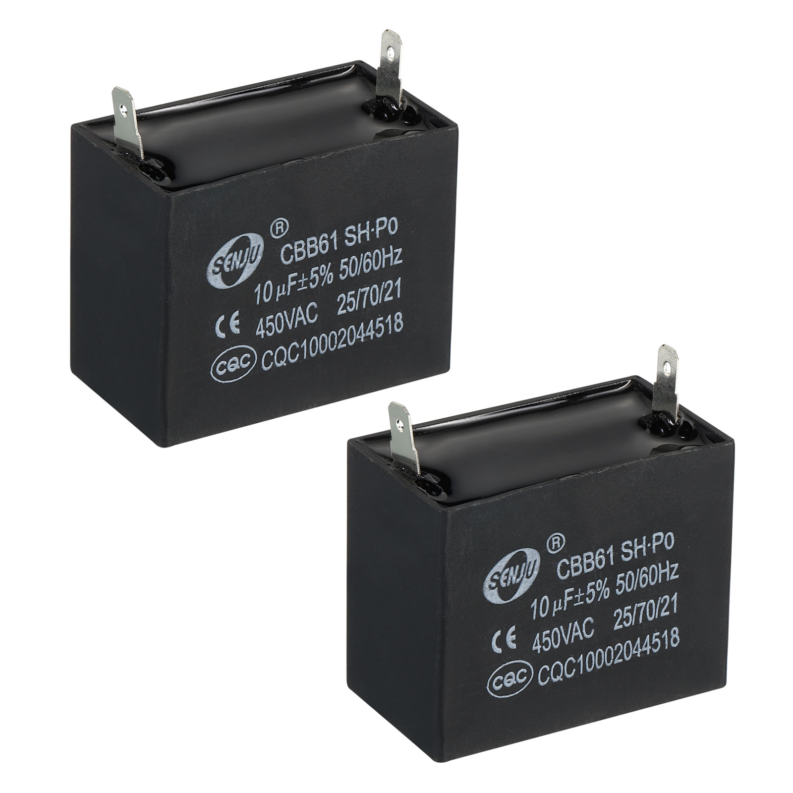 CBB61 Ceiling Fan Capacitor, 2Pcs 10uF 450V AC 50/60HZ with 2pins ...