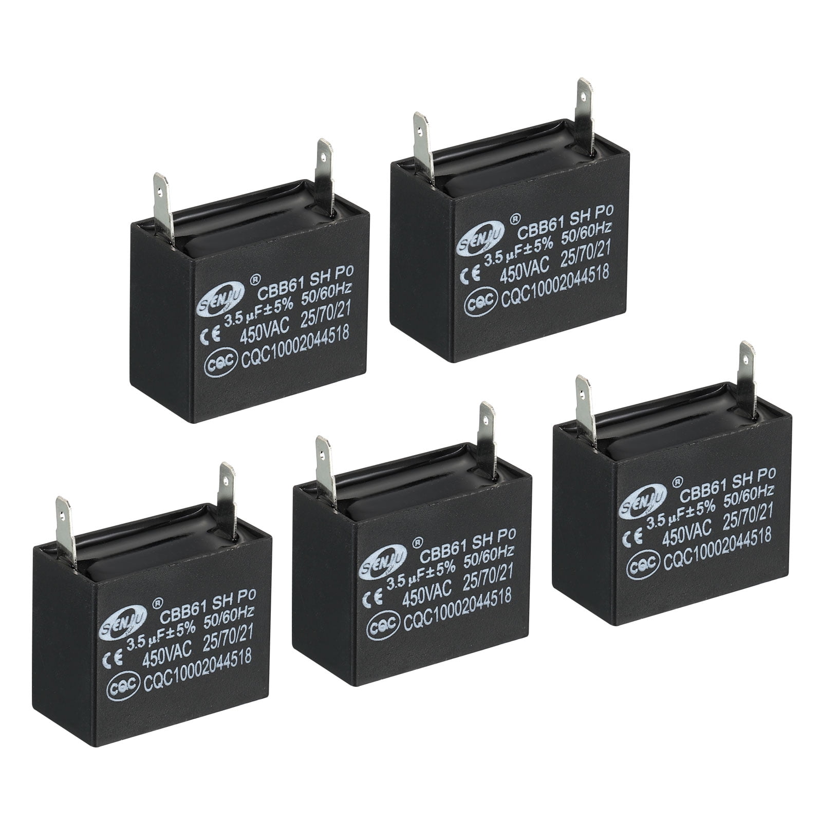 CBB61 Ceiling Fan Capacitor, 5Pcs 3.5uF 450V AC 50/60HZ with 2pins ...